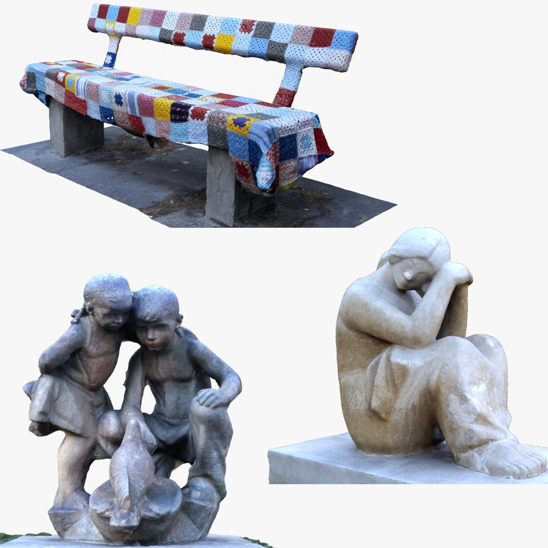 3D Bench And 2 Statues Scans - TurboSquid 1811880