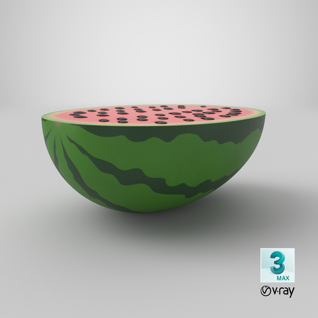 Cartoon Watermelon Half 3D Model - TurboSquid 2104043