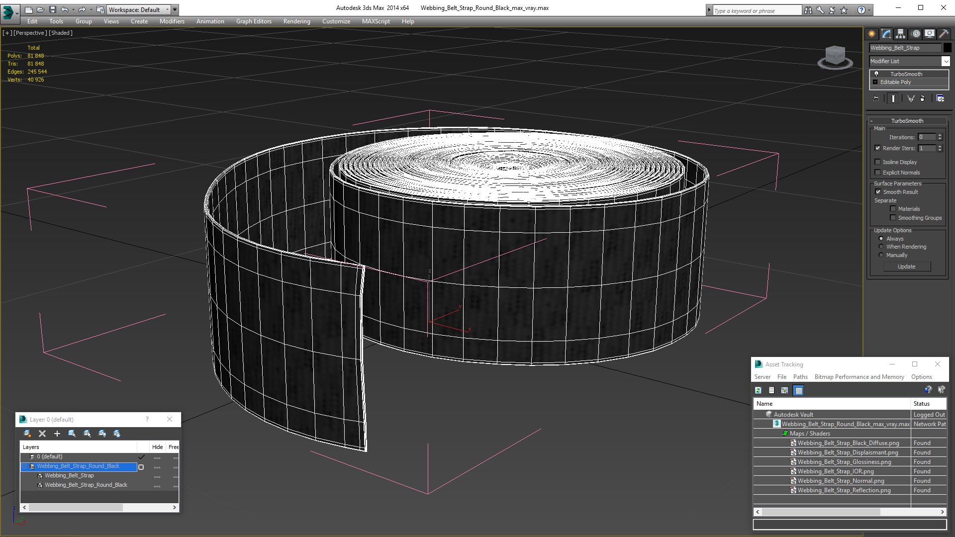 3D model Webbing Belt Strap Round Black - TurboSquid 1841443