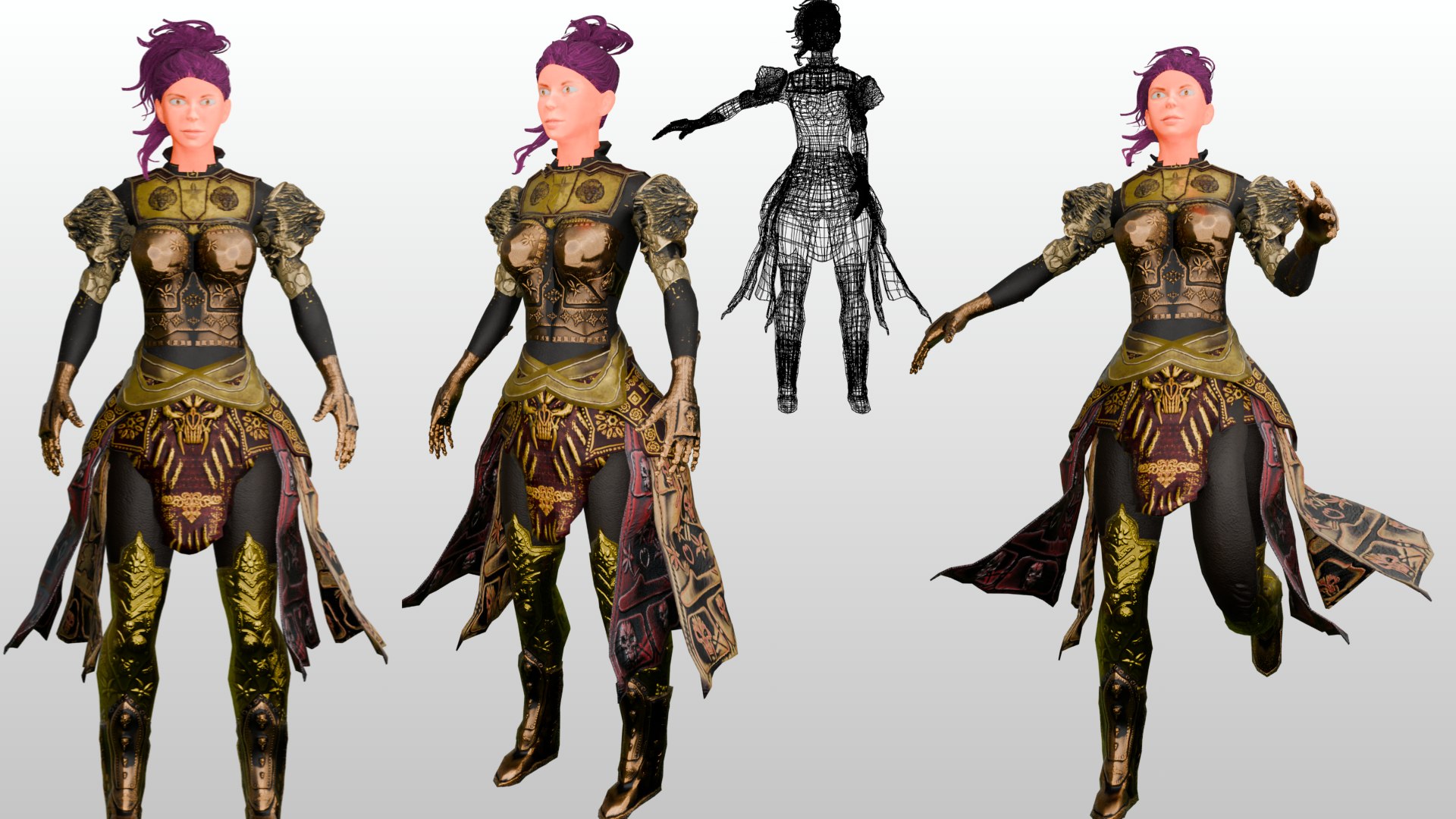 Legendary Warrior Girl High Details Low Poly Game Ready 3D - TurboSquid ...