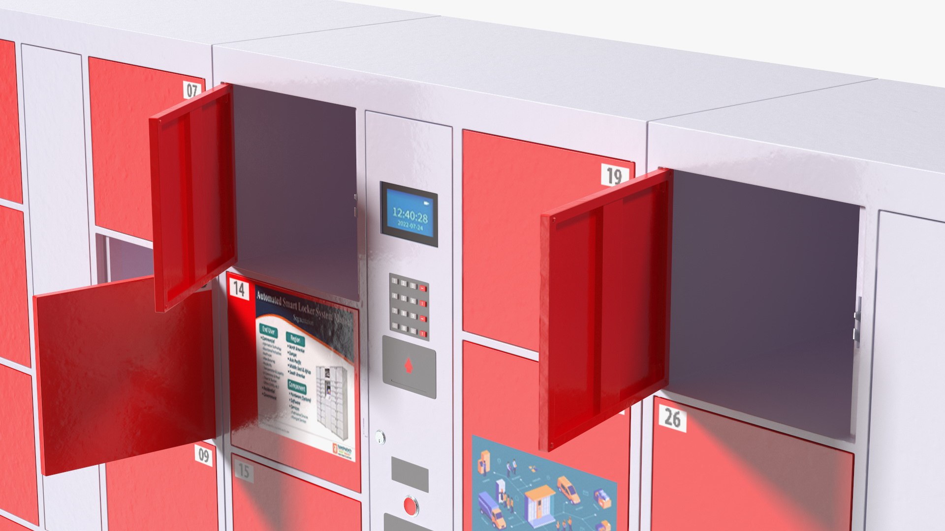 Supermarket Smart Locker Red 3D - TurboSquid 2139346
