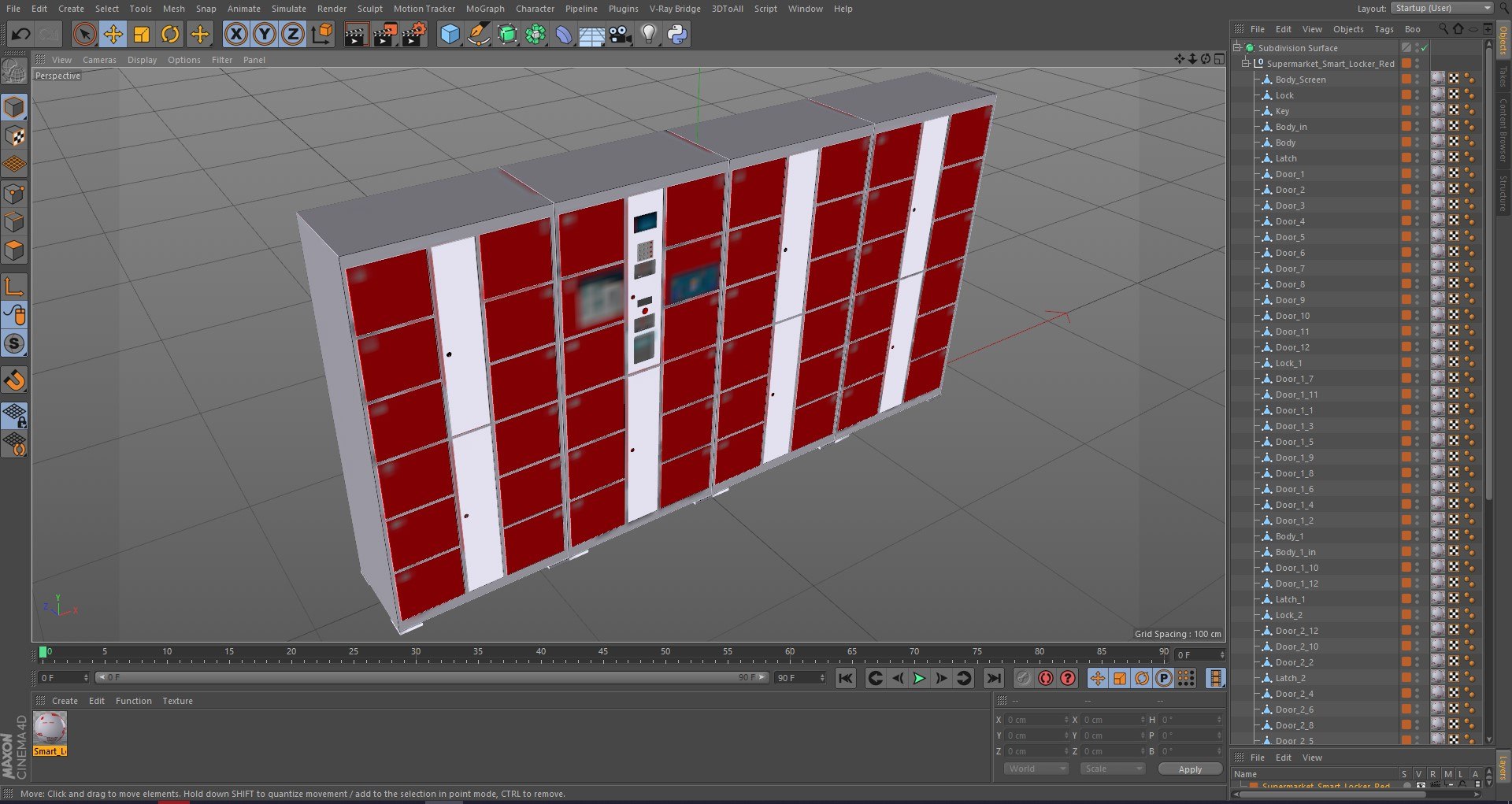 Supermarket Smart Locker Red 3D - TurboSquid 2139346