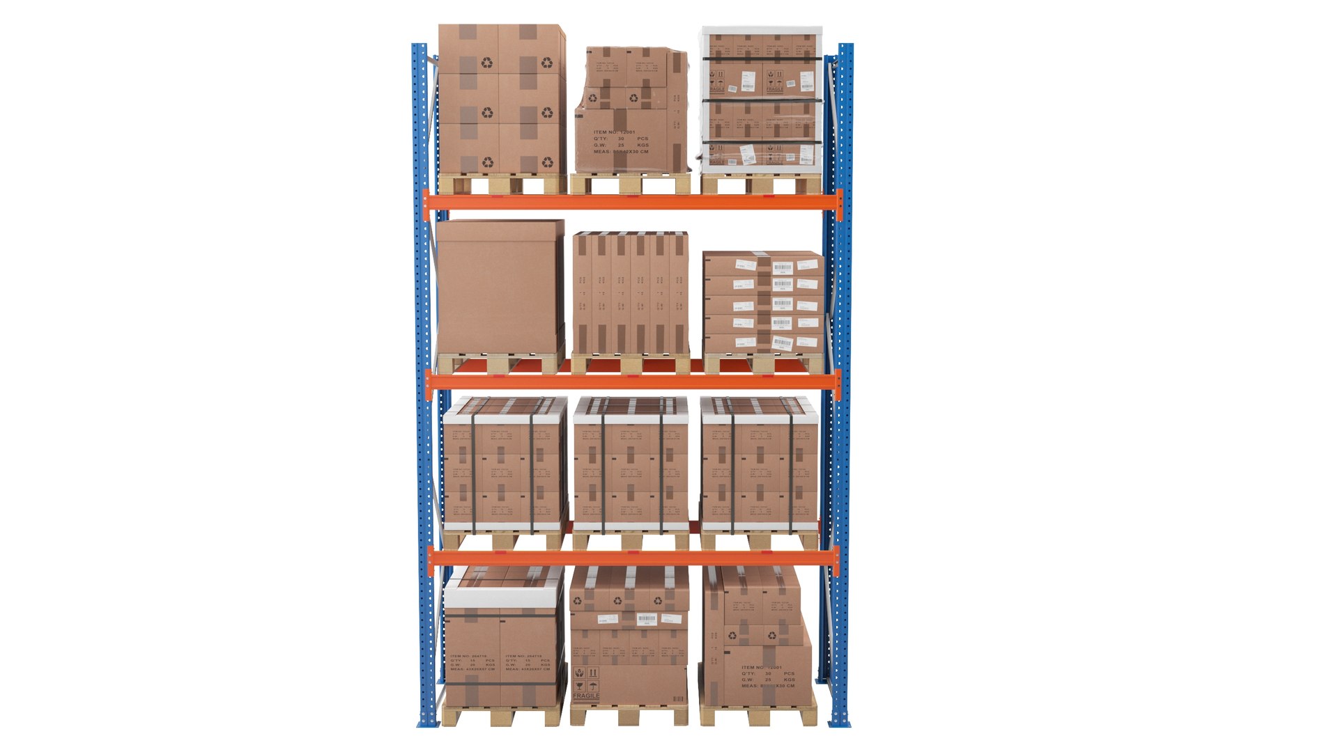 3D model Warehouse Shelf With Pallets - TurboSquid 1991473