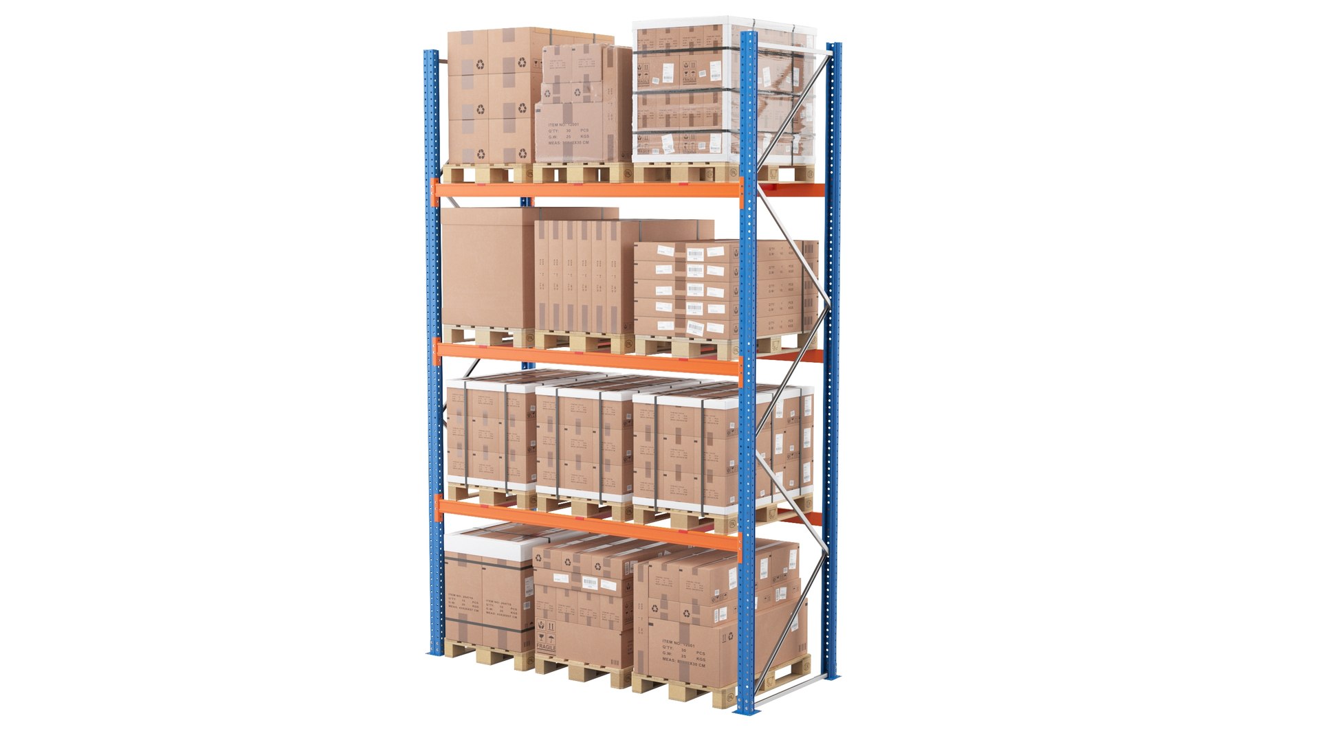 3D model Warehouse Shelf With Pallets - TurboSquid 1991473
