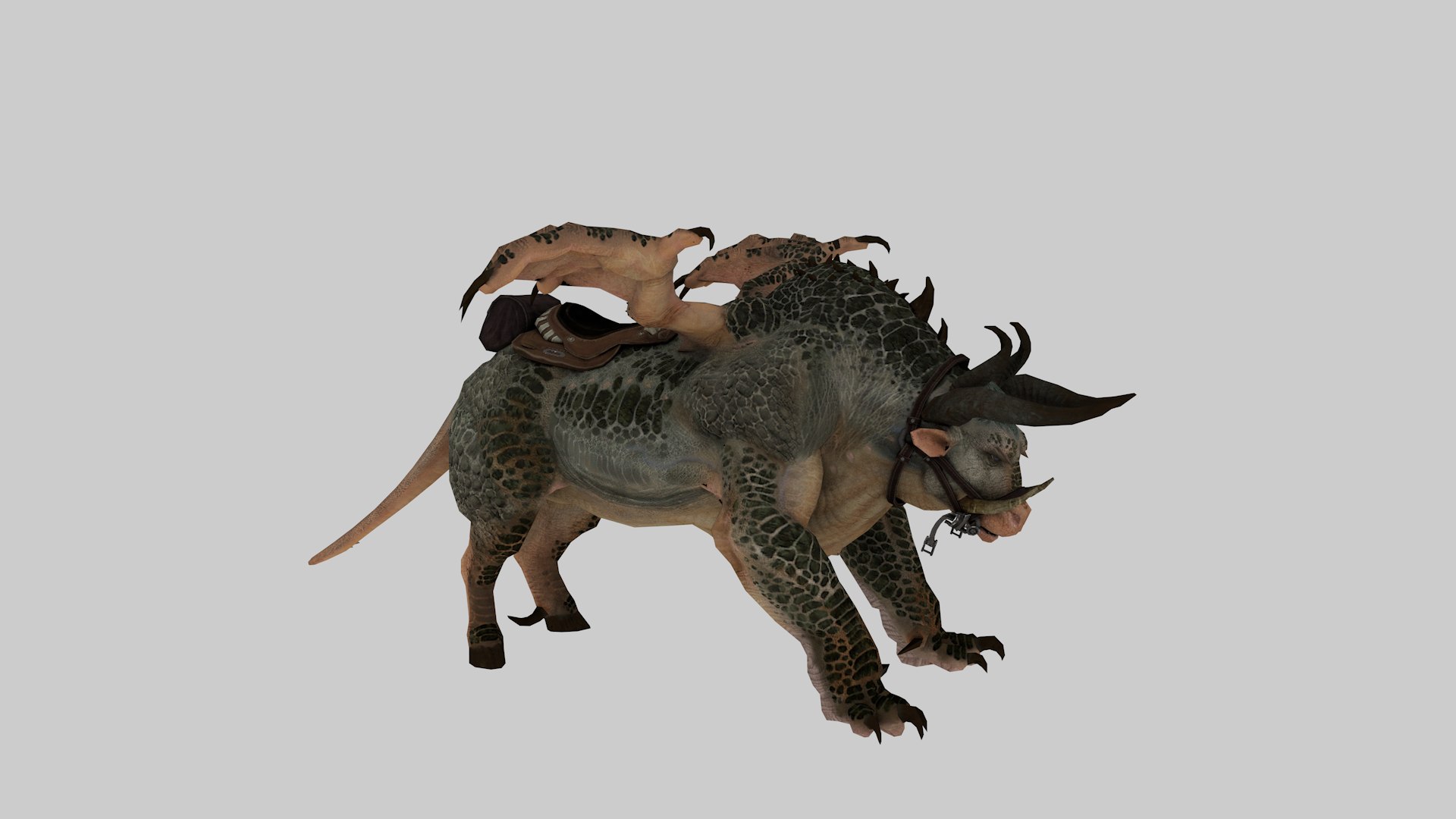 3D Model Armored Beast Mount With Saddle And Spiked Creatures ...