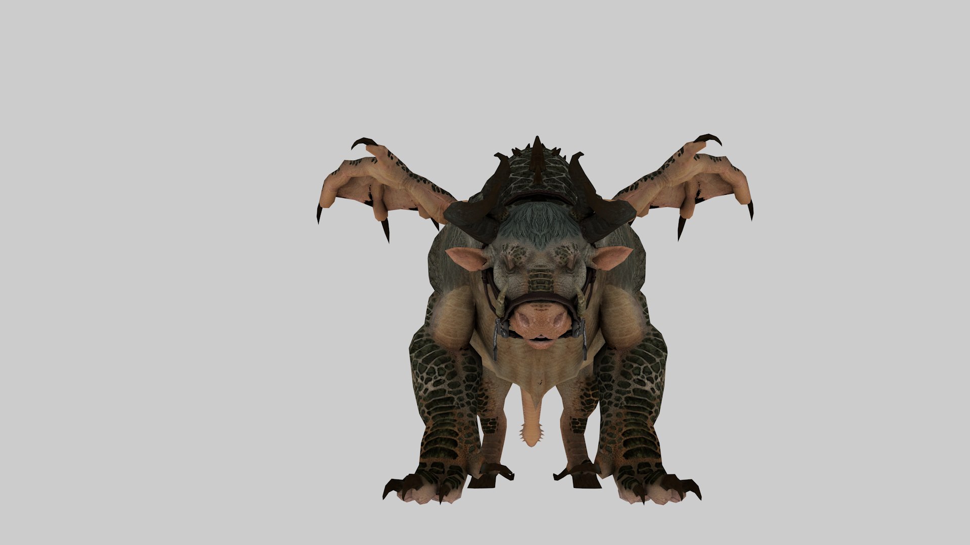 3D Model Armored Beast Mount With Saddle And Spiked Creatures ...