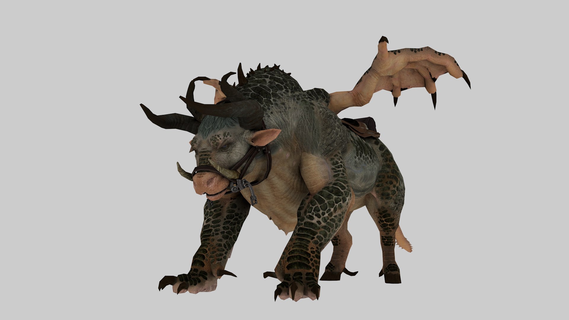 3D Model Armored Beast Mount With Saddle And Spiked Creatures ...