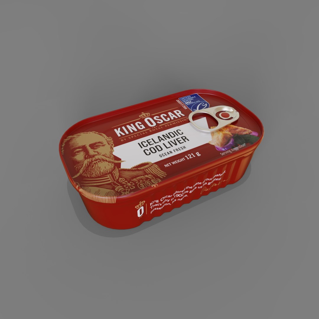 Can Fish King Oscar Cod Liver 121g 3D Model - TurboSquid 2277727