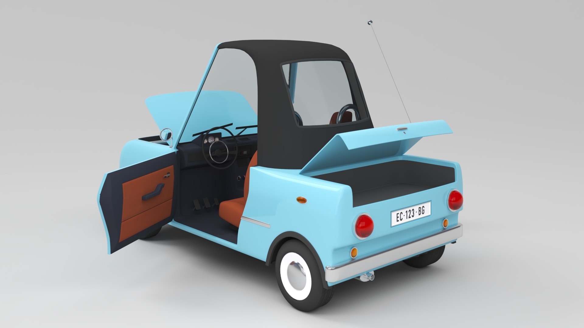 3D 3D Cartoon Convertible roof Car model 3D model - TurboSquid 2086700