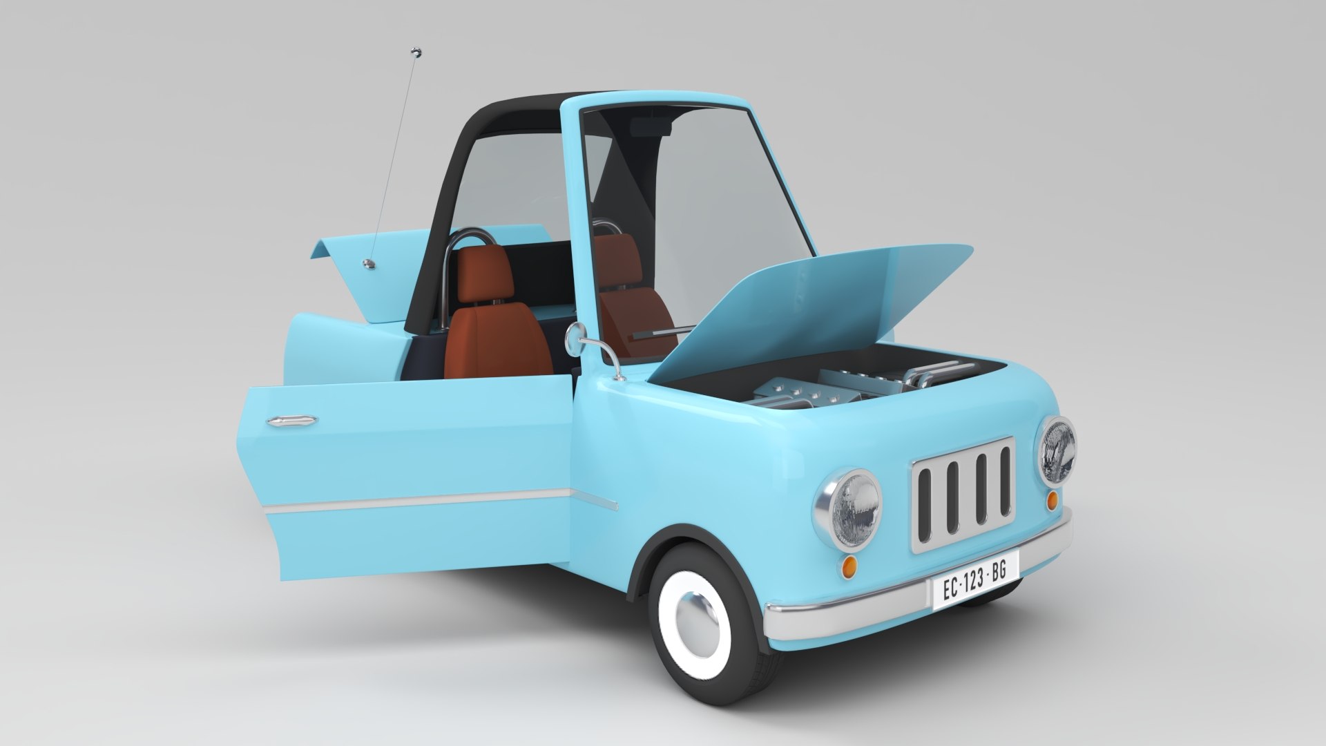 3D 3D Cartoon Convertible roof Car model 3D model - TurboSquid 2086700