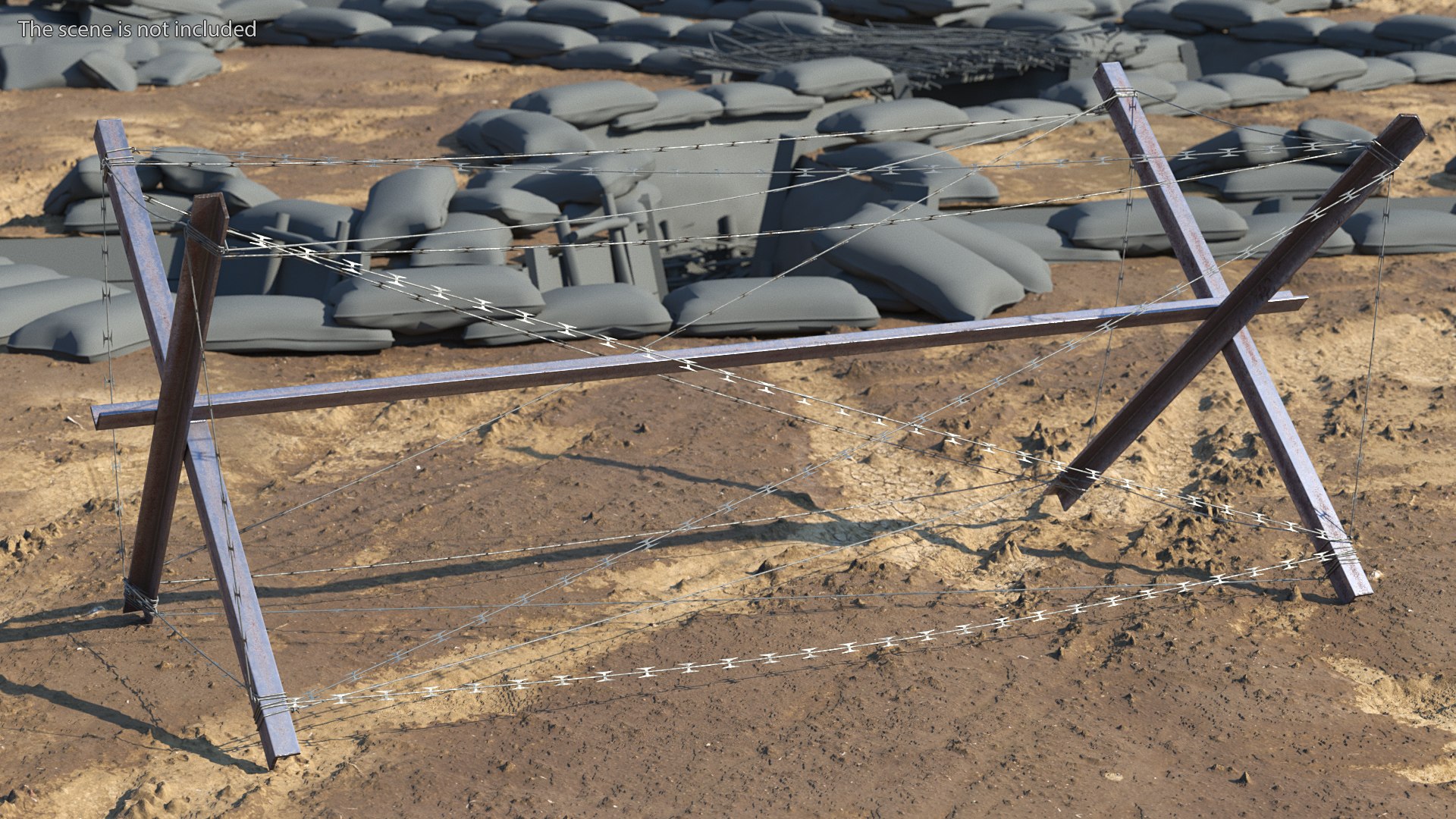 3D Model Rest Razor Wire Obstacle - TurboSquid 1713223