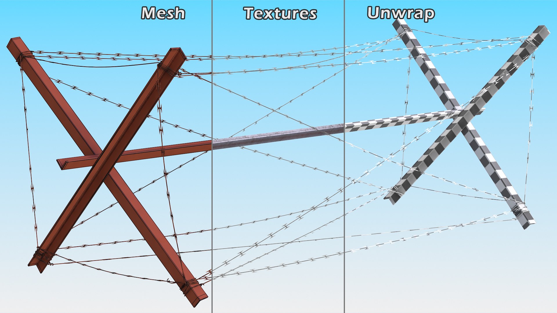 3D Model Rest Razor Wire Obstacle - TurboSquid 1713223