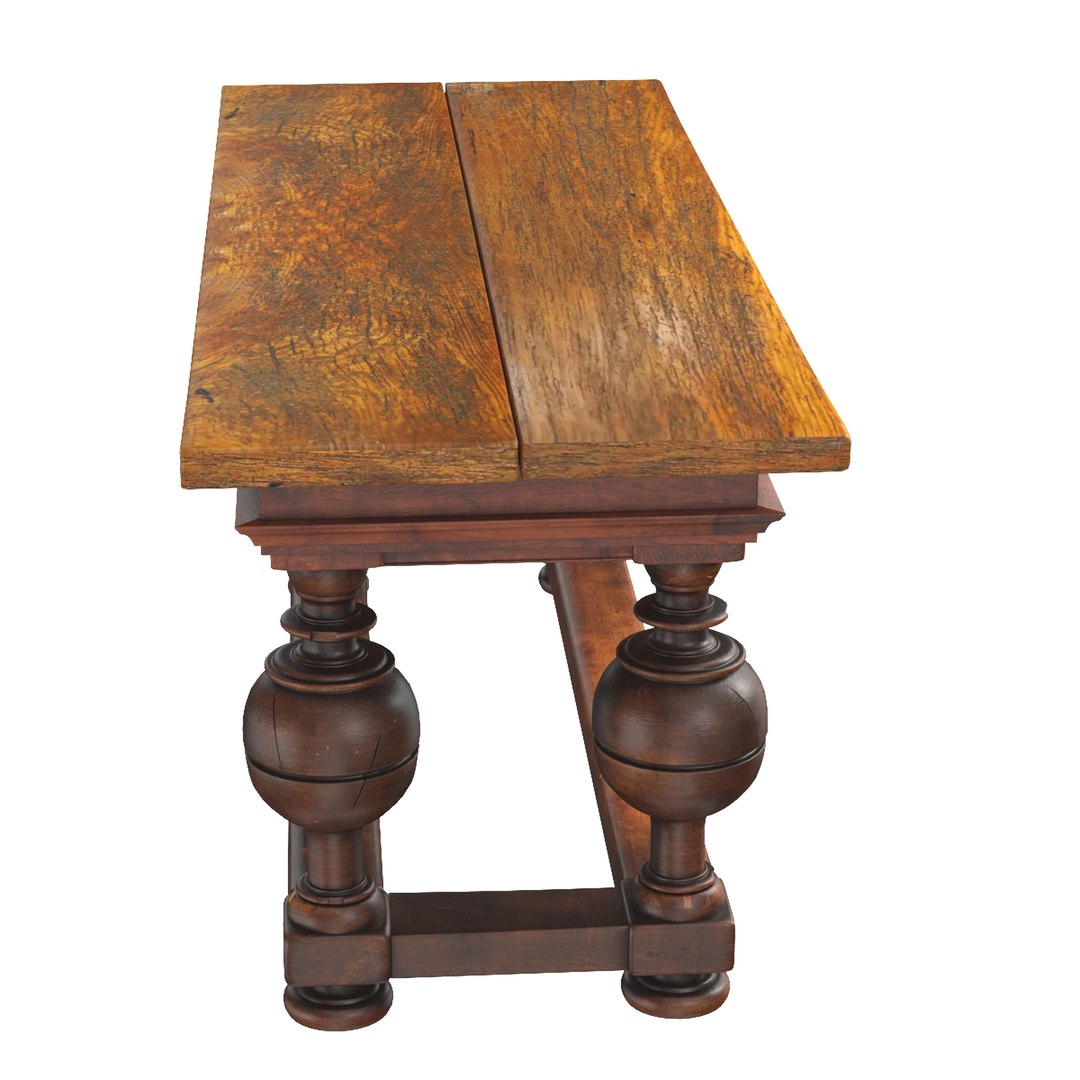 Antique Dutch Oak And Pine Ball Leg Table 3D - TurboSquid 2084163