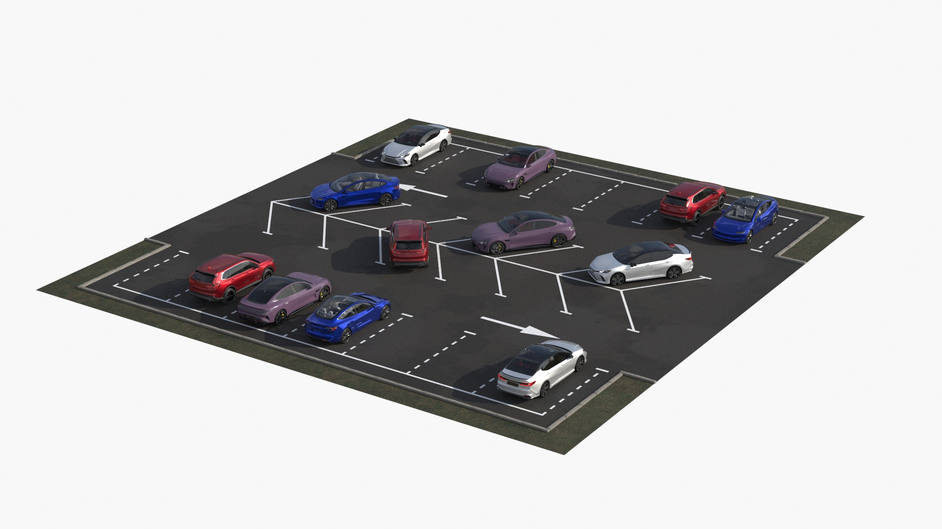 Street Level Parking With Vehicles With Car 3D - TurboSquid 2391834