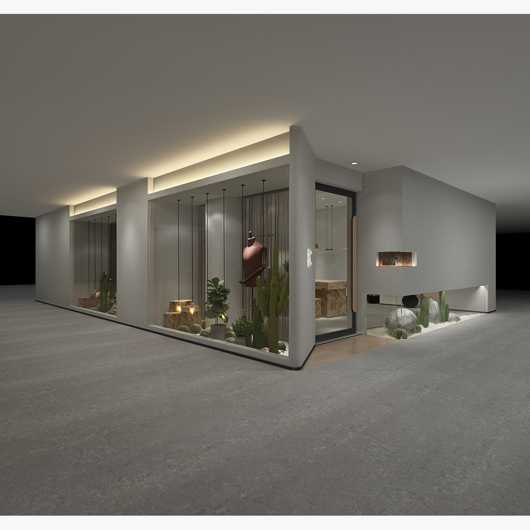 Modern Minimalist Retail Store Exterior Model - TurboSquid 2308621