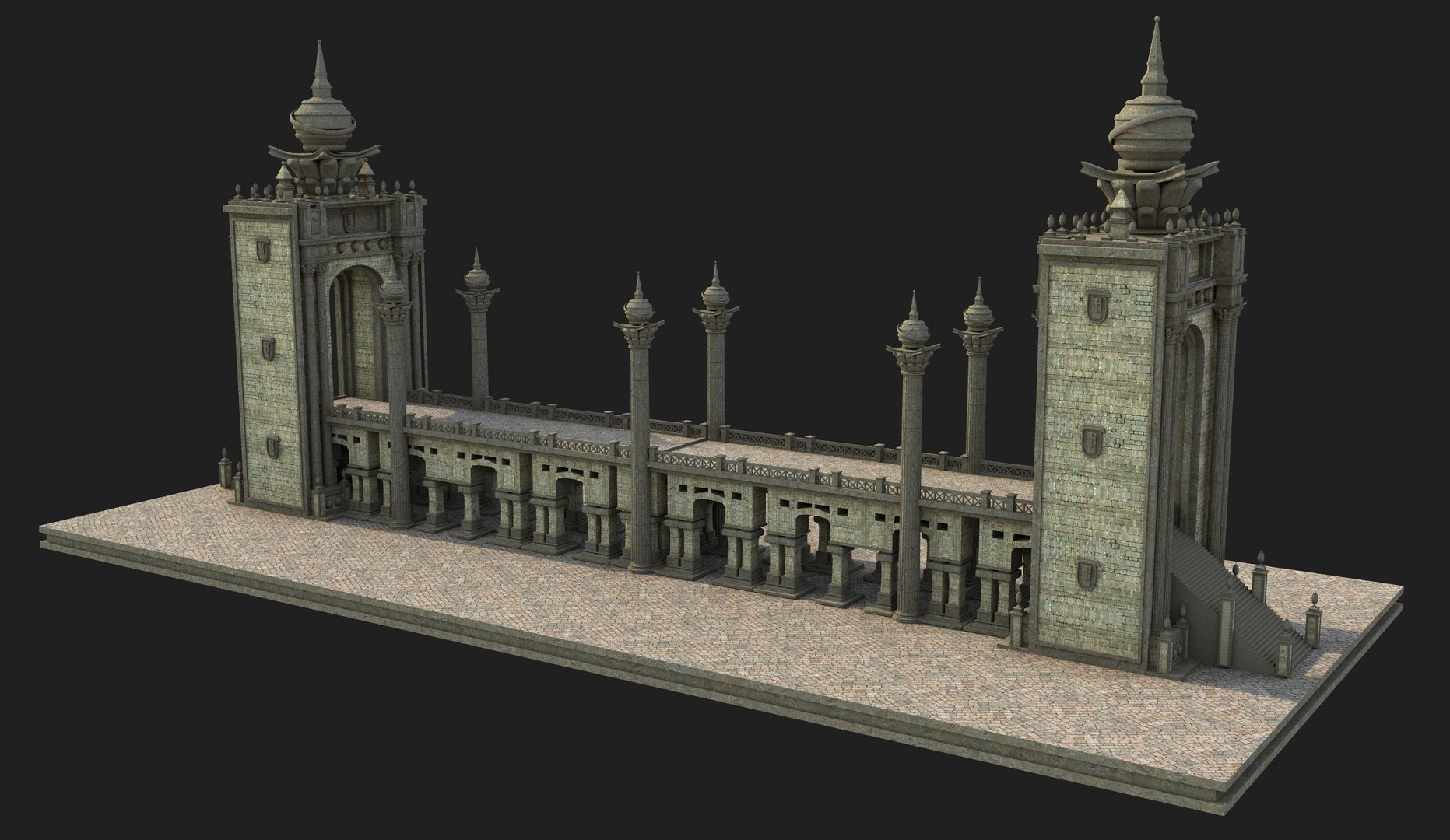 3D Ancient Bridge Gate - TurboSquid 1990300