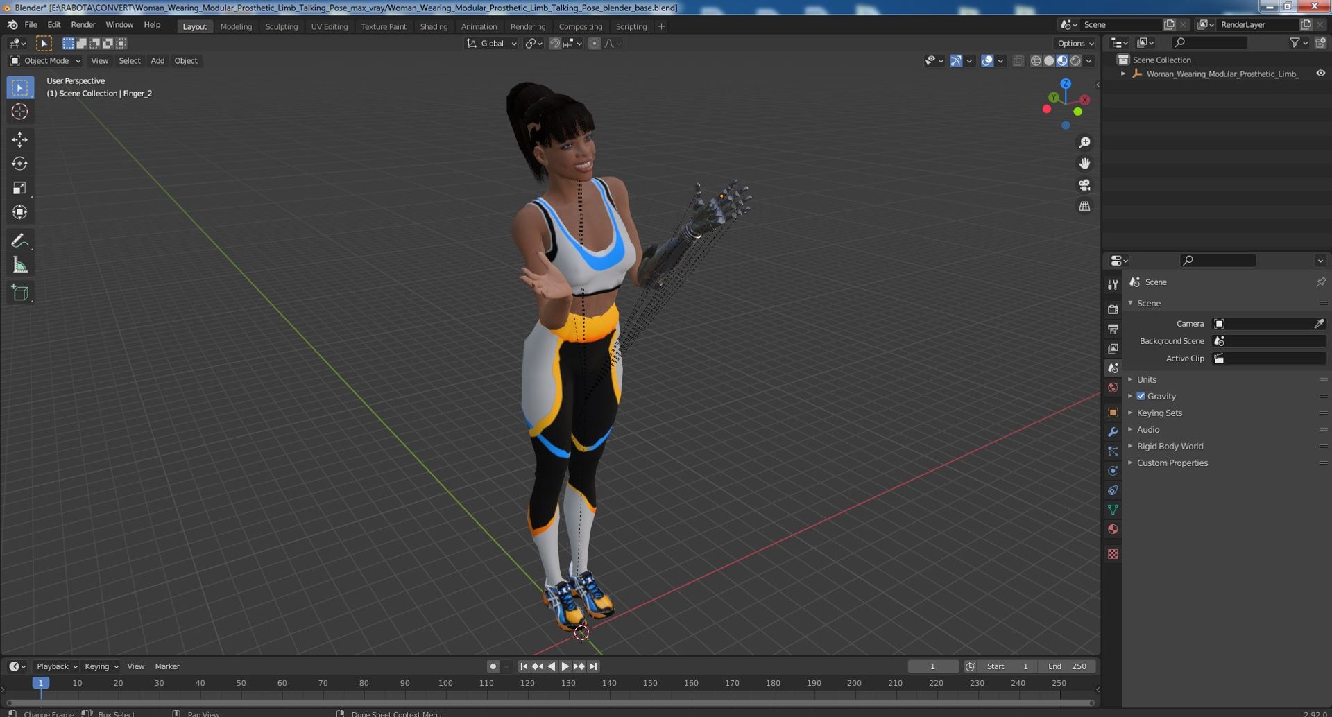 3D Woman Wearing Modular Prosthetic Limb Talking Pose - TurboSquid 2135212