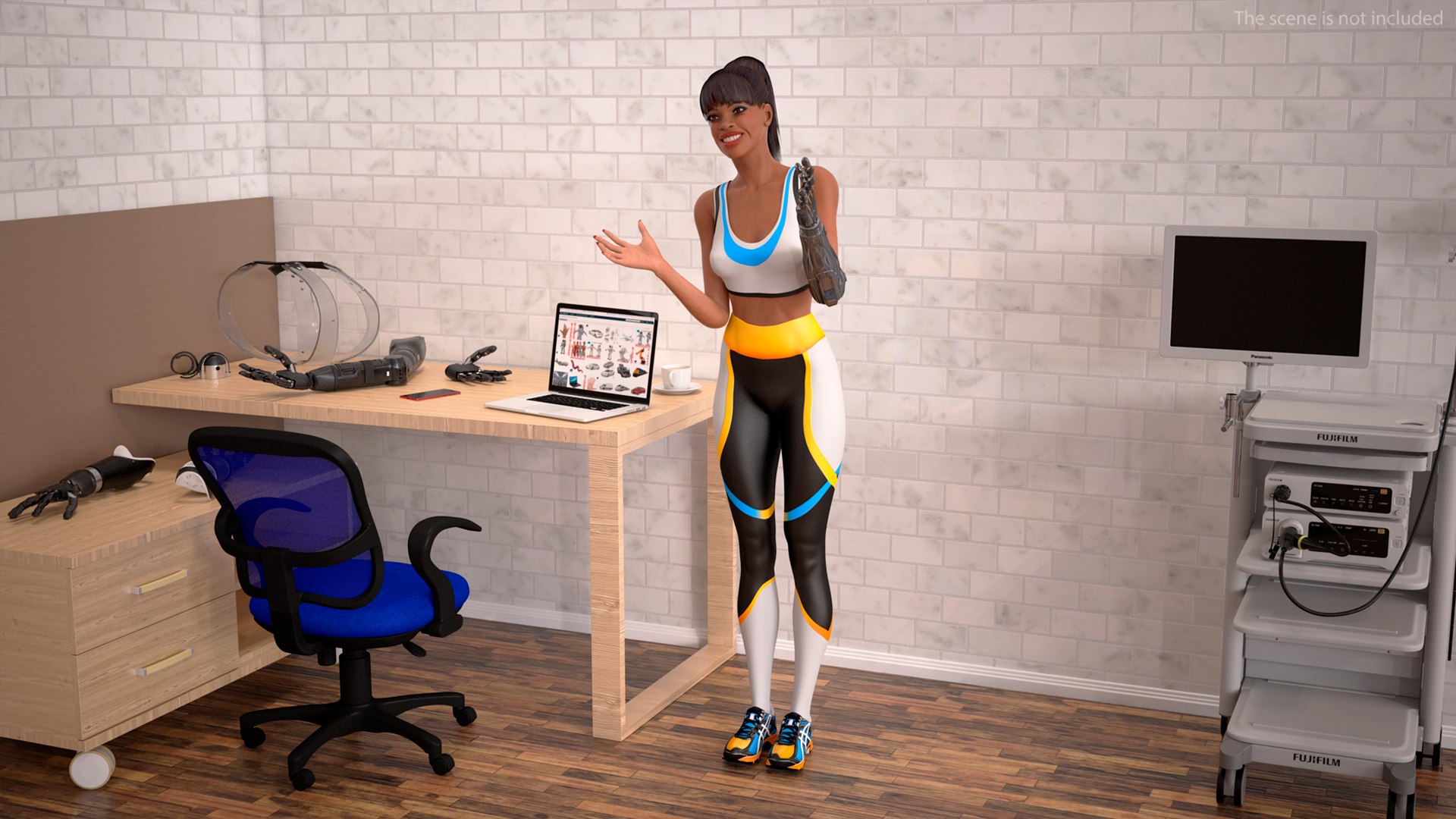 3D Woman Wearing Modular Prosthetic Limb Talking Pose - TurboSquid 2135212