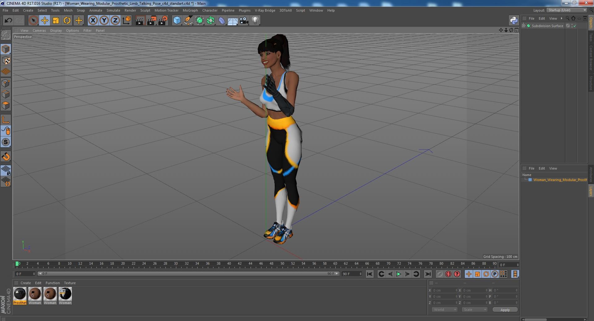 3D Woman Wearing Modular Prosthetic Limb Talking Pose - TurboSquid 2135212