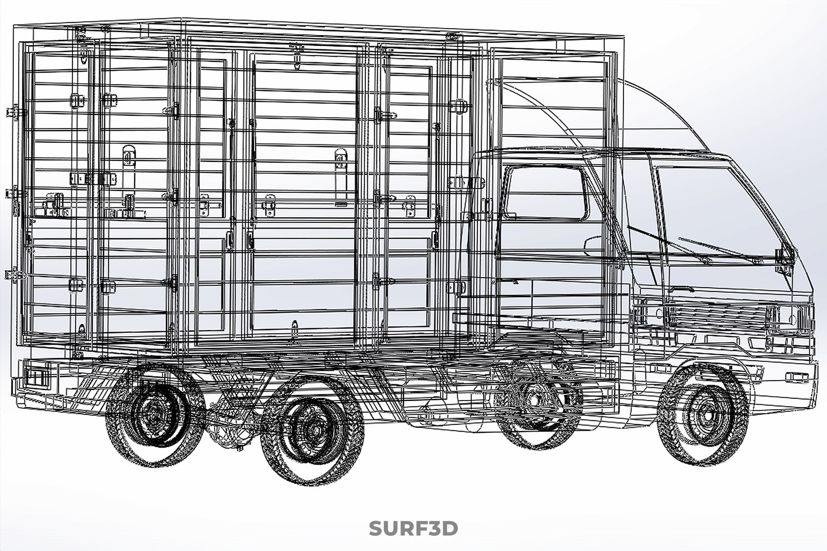 CARRY BOX TRUCK PICKUP CARGO FREIGHT CUBE VAN CAR COURIER PARCEL 3D ...