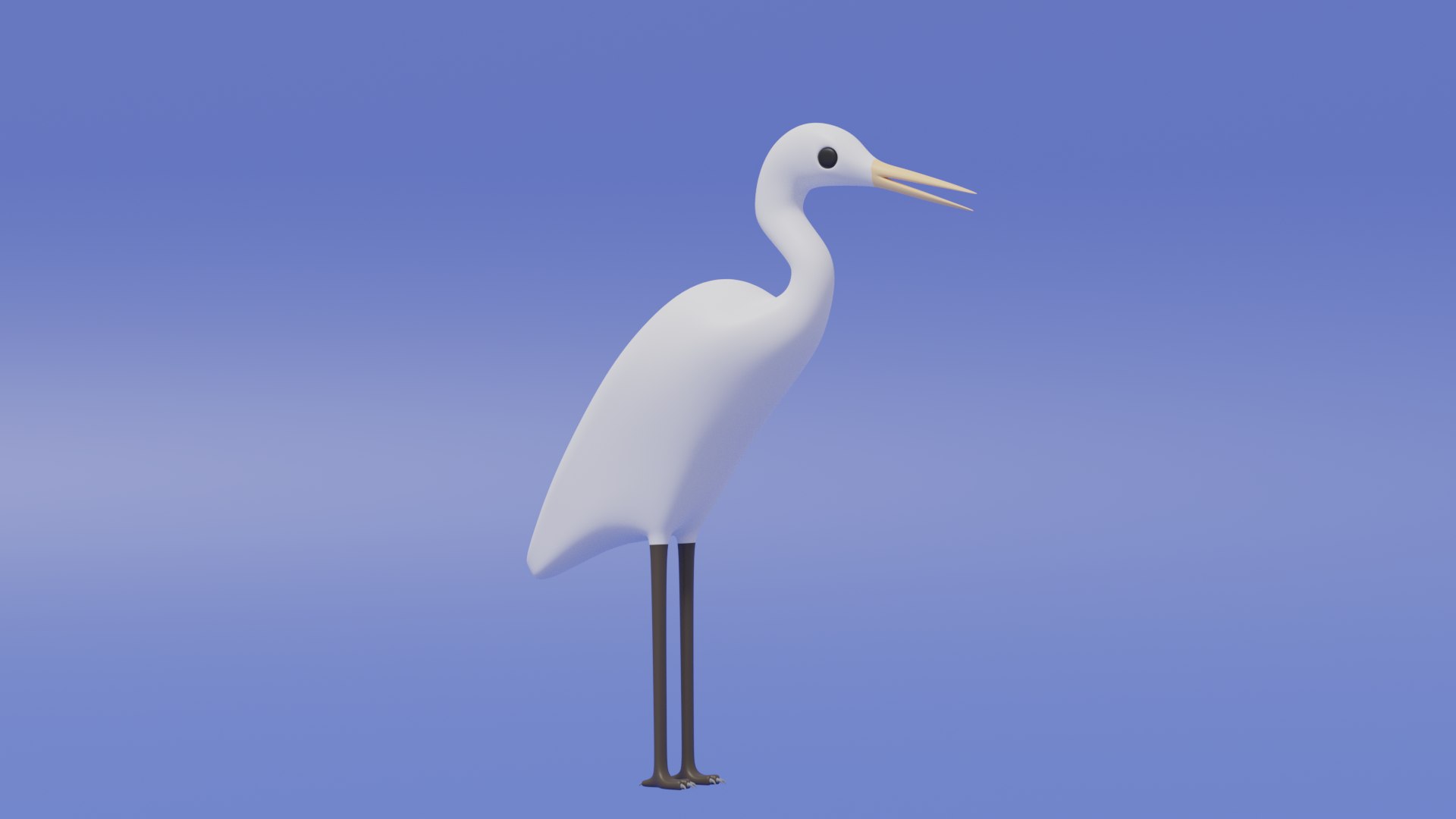 3D Cartoon Cute Egret Bird - TurboSquid 1934335