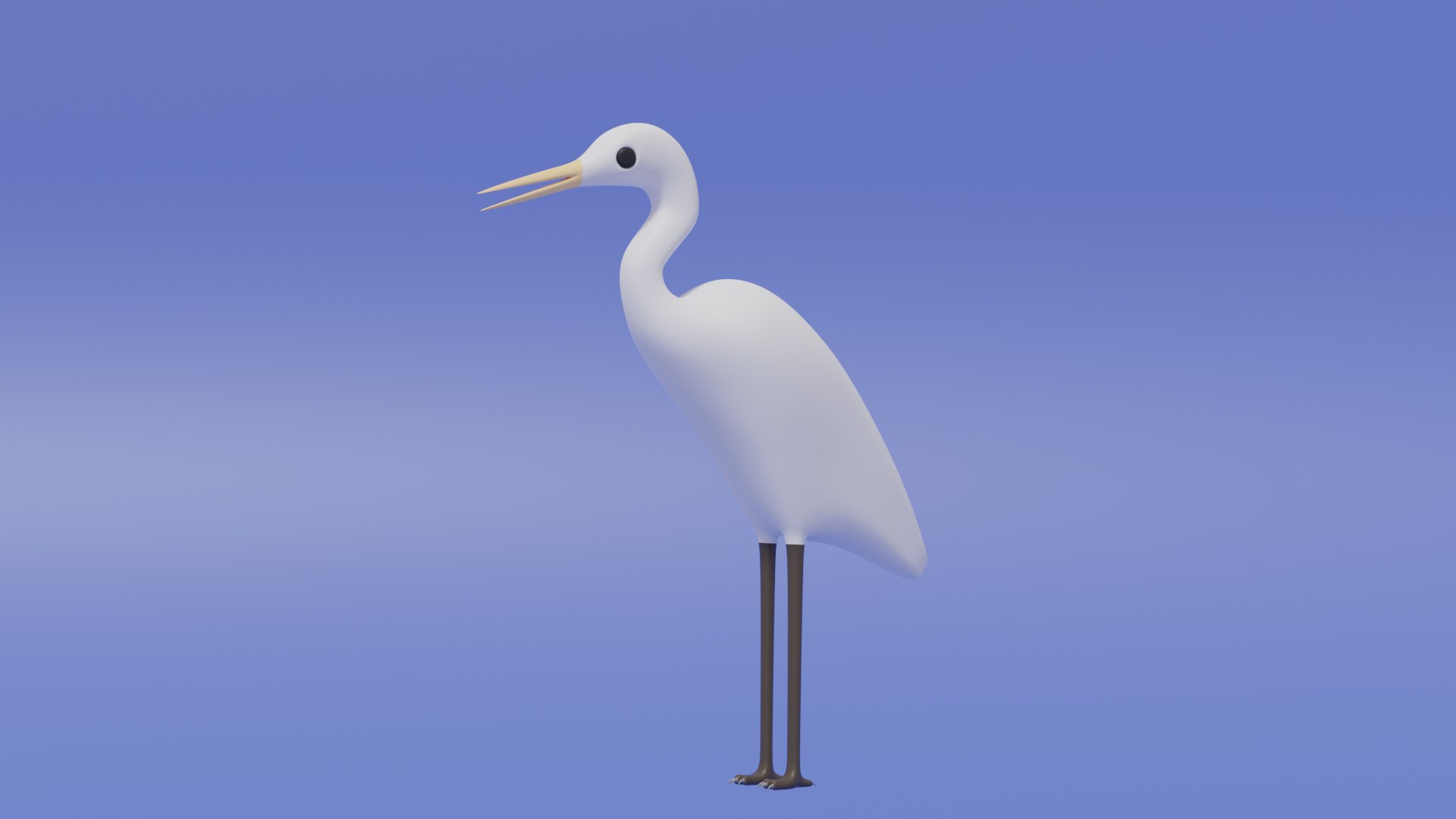 3D Cartoon Cute Egret Bird - TurboSquid 1934335