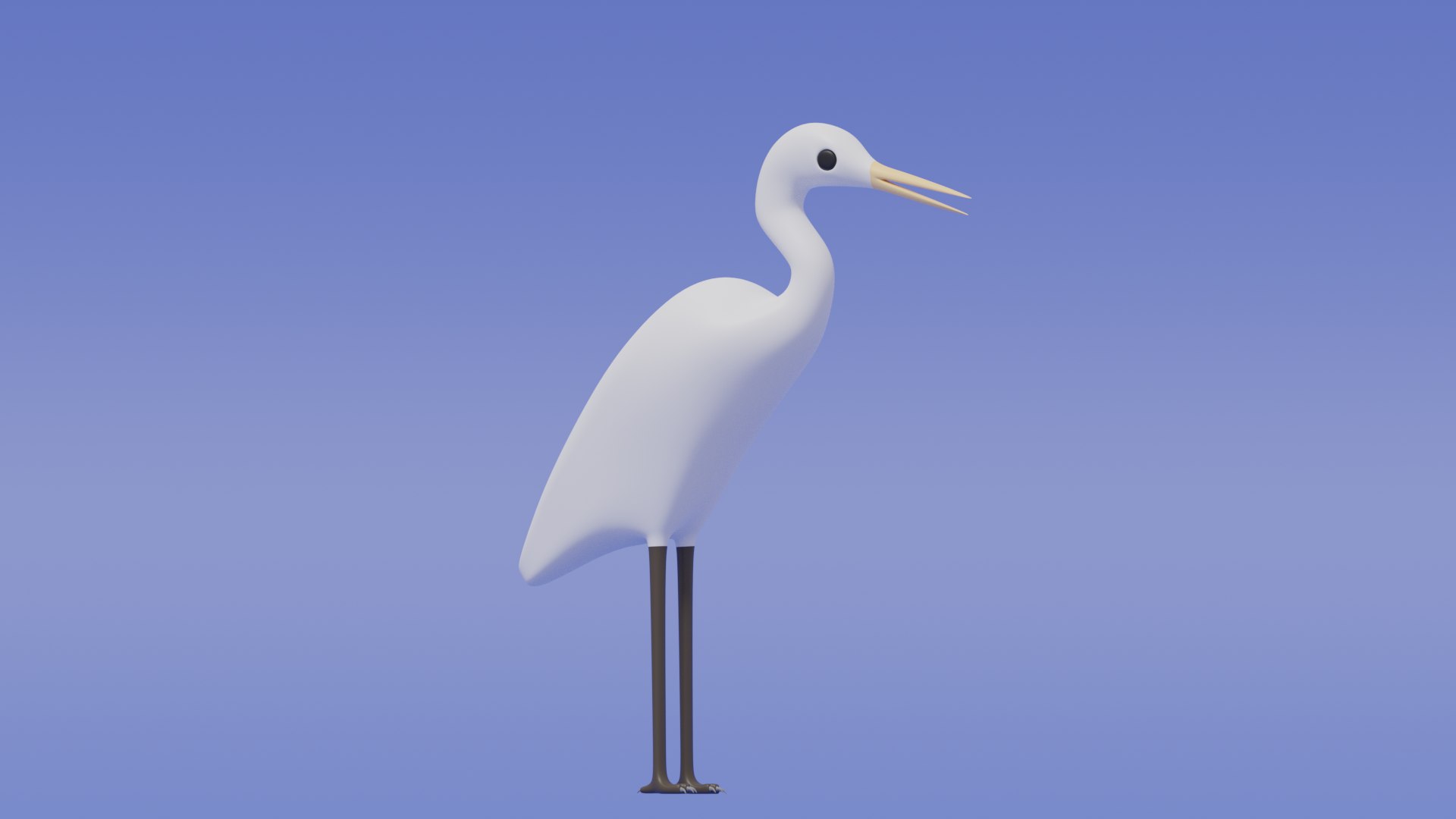 3D Cartoon Cute Egret Bird - TurboSquid 1934335