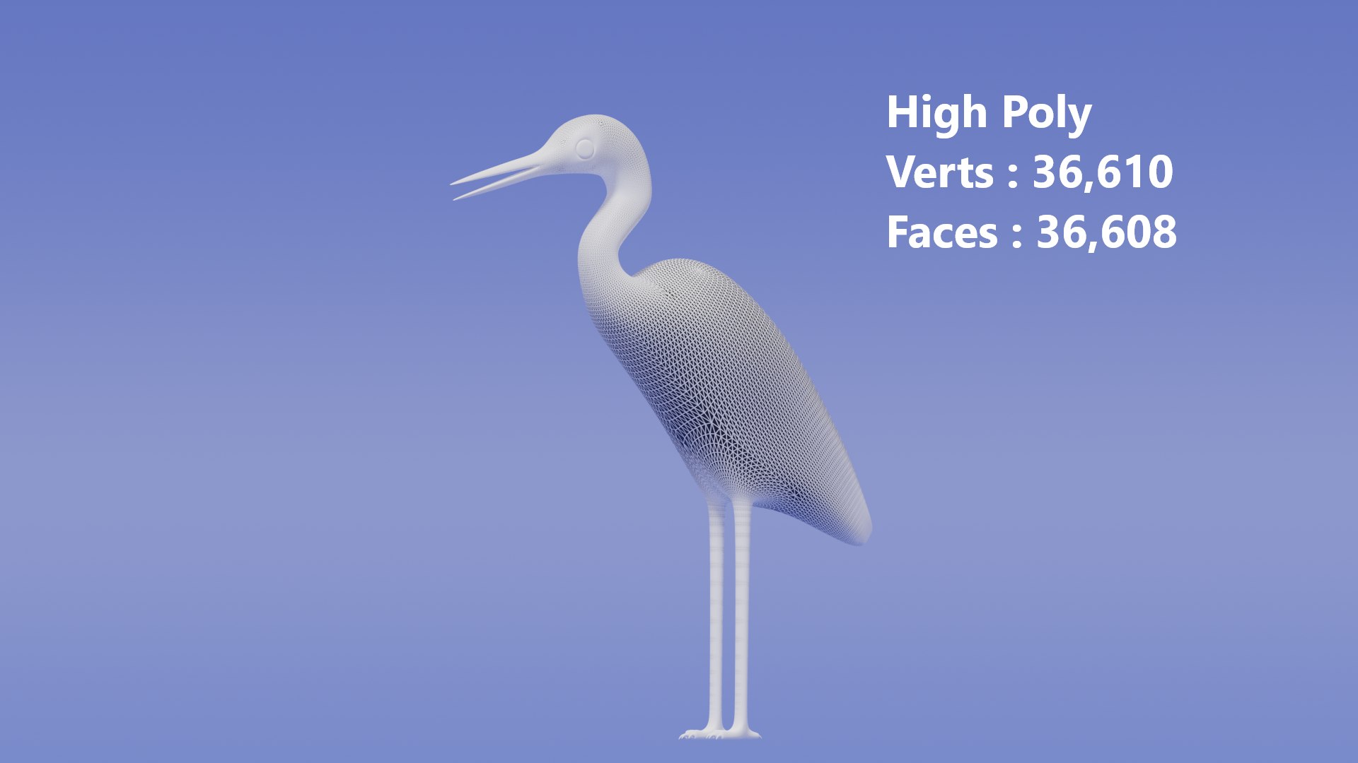 3D Cartoon Cute Egret Bird - TurboSquid 1934335