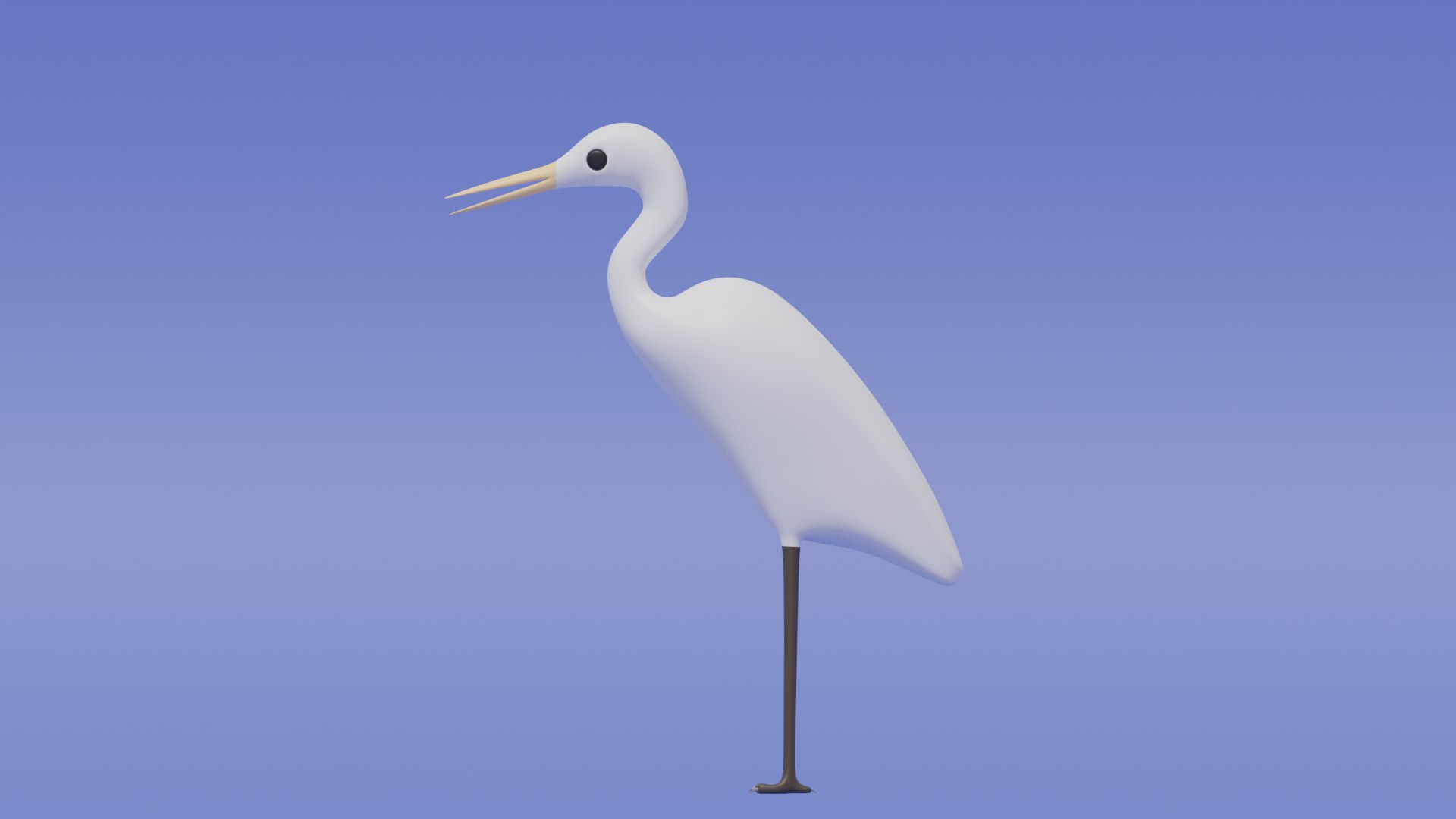 3D Cartoon Cute Egret Bird - TurboSquid 1934335