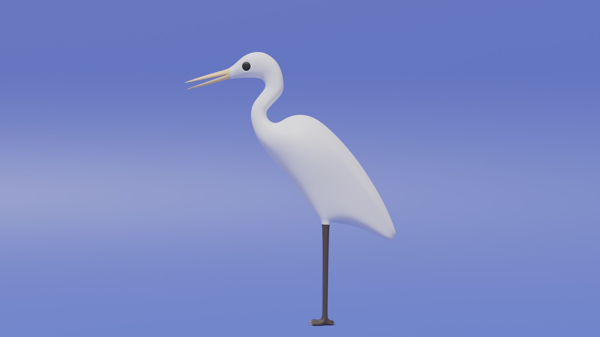 3D Cartoon Cute Egret Bird - TurboSquid 1934335