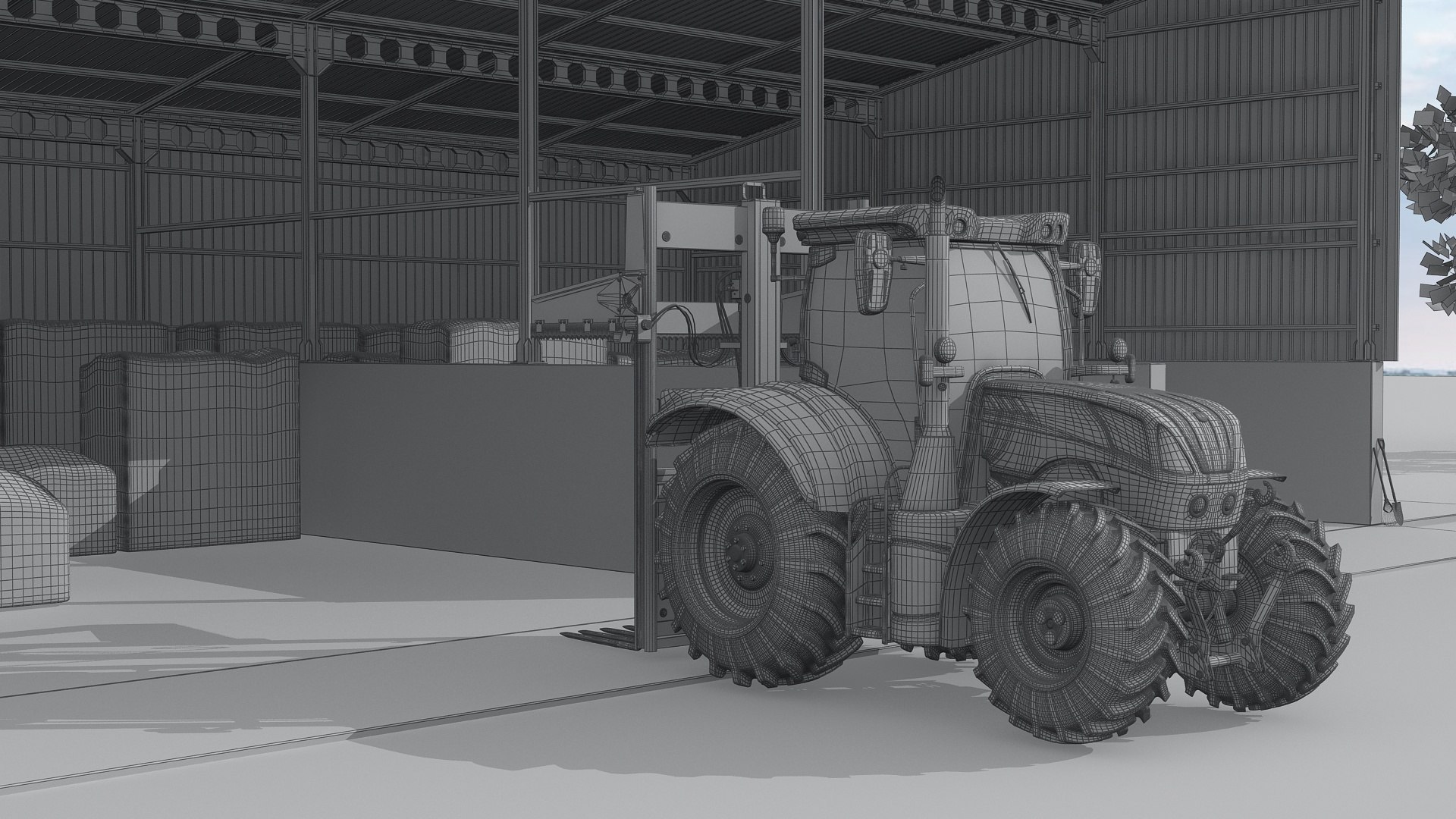 Silage Barn With Tractor Model - TurboSquid 2279047