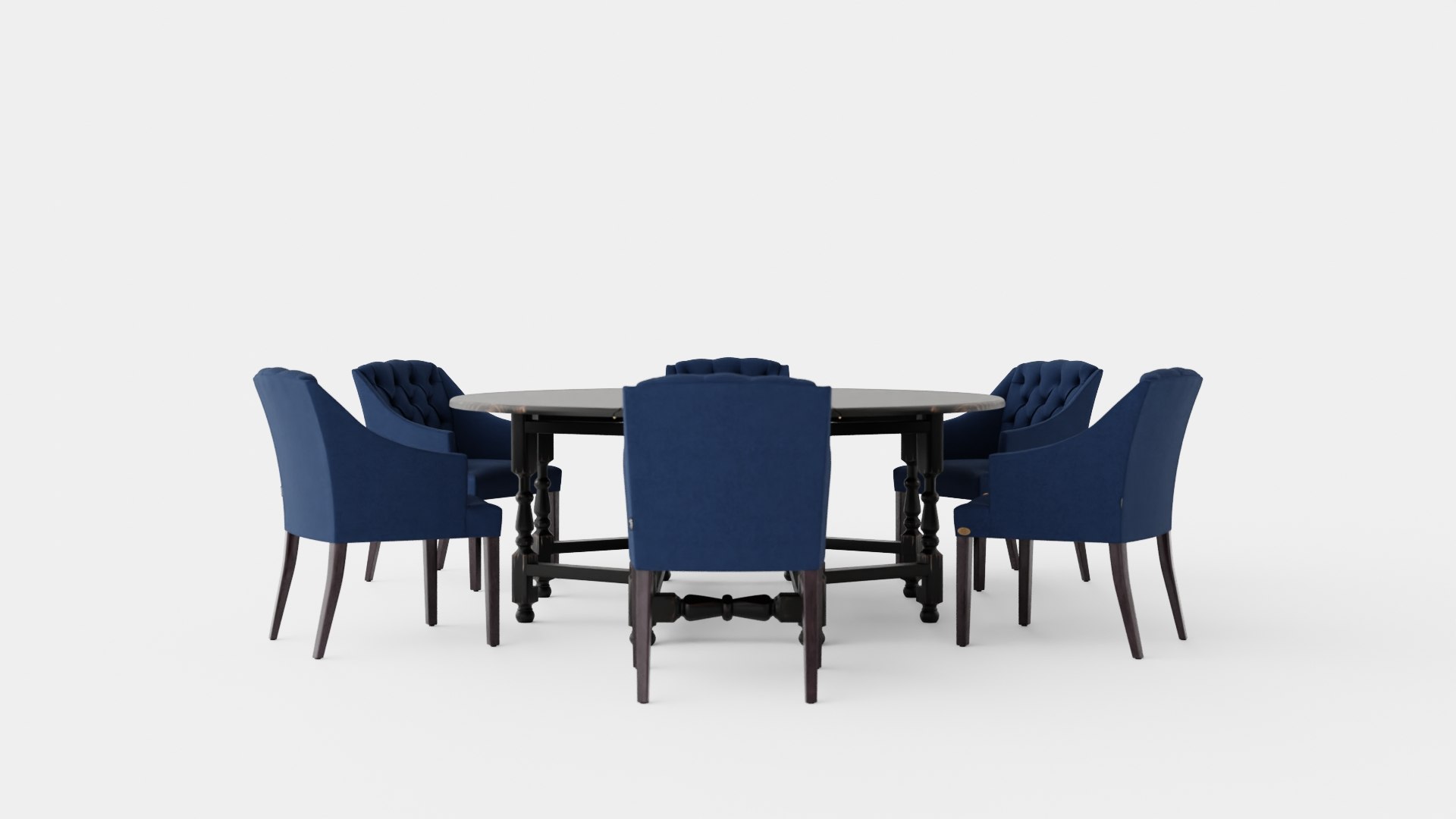 3D Balmoral Black With Delano Chair Indigo Dining Set - TurboSquid 2264342