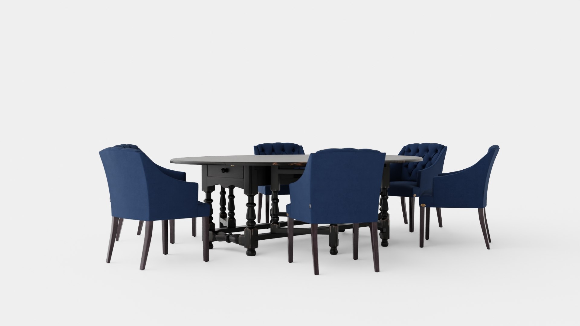 3D Balmoral Black With Delano Chair Indigo Dining Set - TurboSquid 2264342