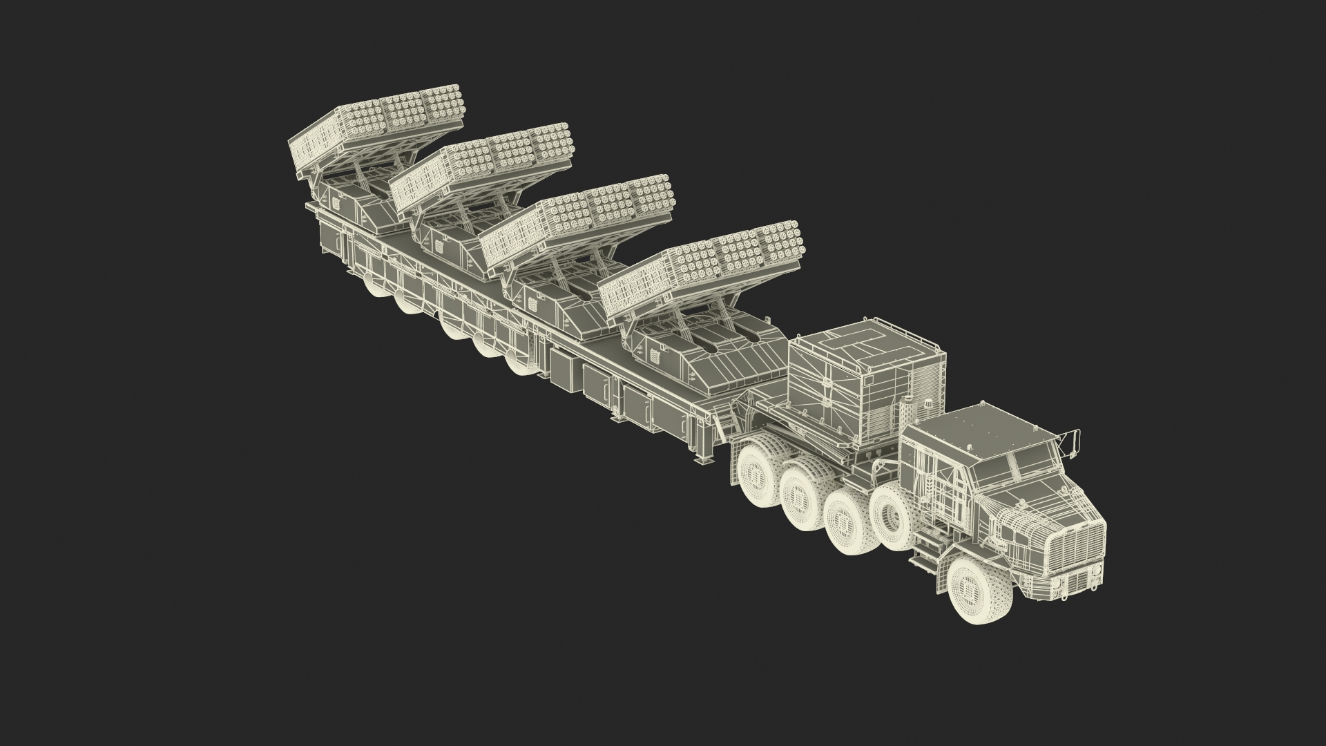 3D Jobaria Rocket Launch System With Oshkosh Transporter Green Rigged ...