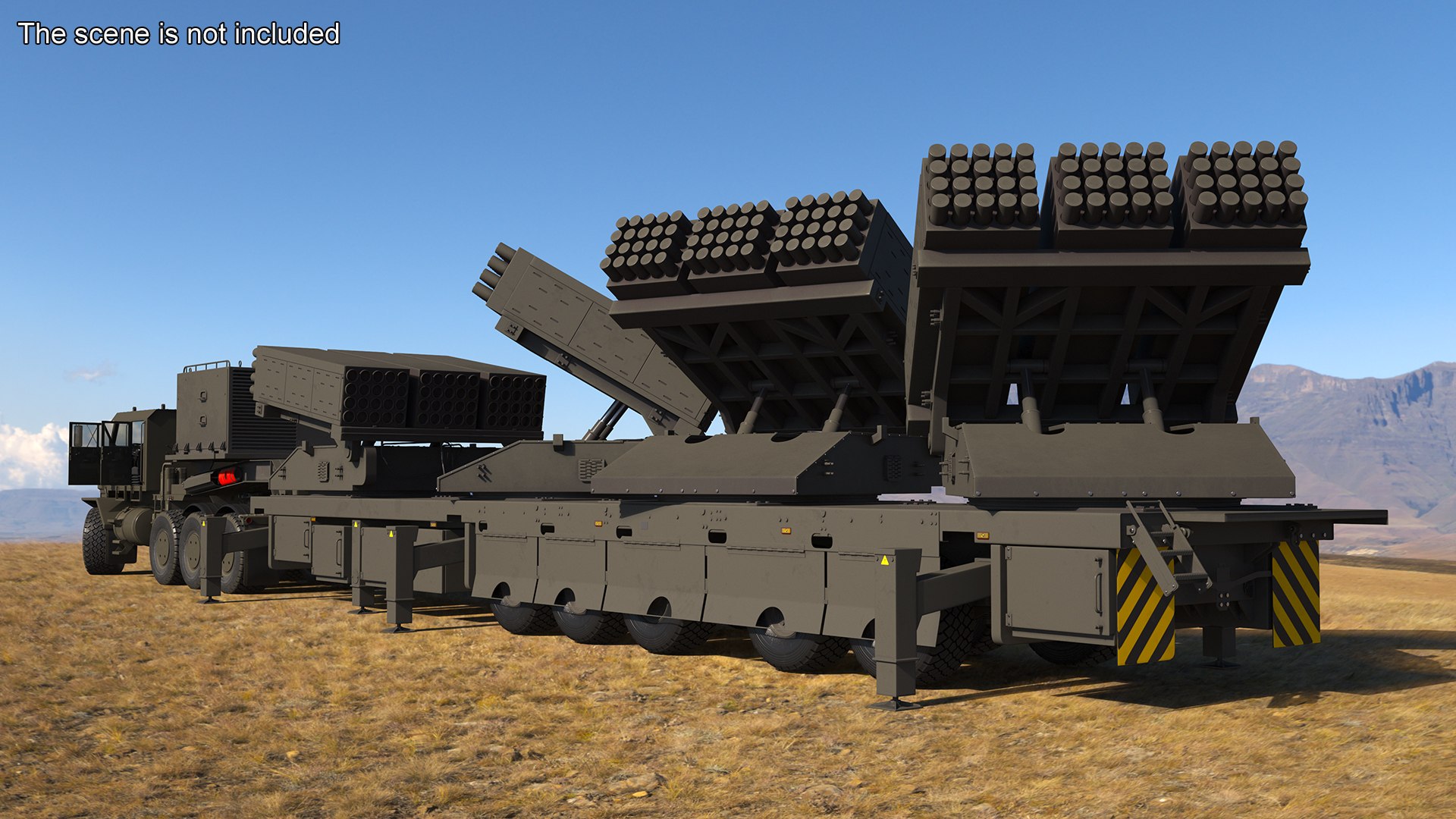 3D Jobaria Rocket Launch System With Oshkosh Transporter Green Rigged ...