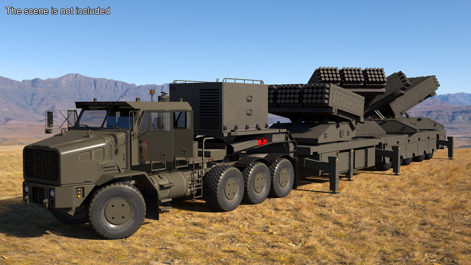 3D Jobaria Rocket Launch System With Oshkosh Transporter Green Rigged ...