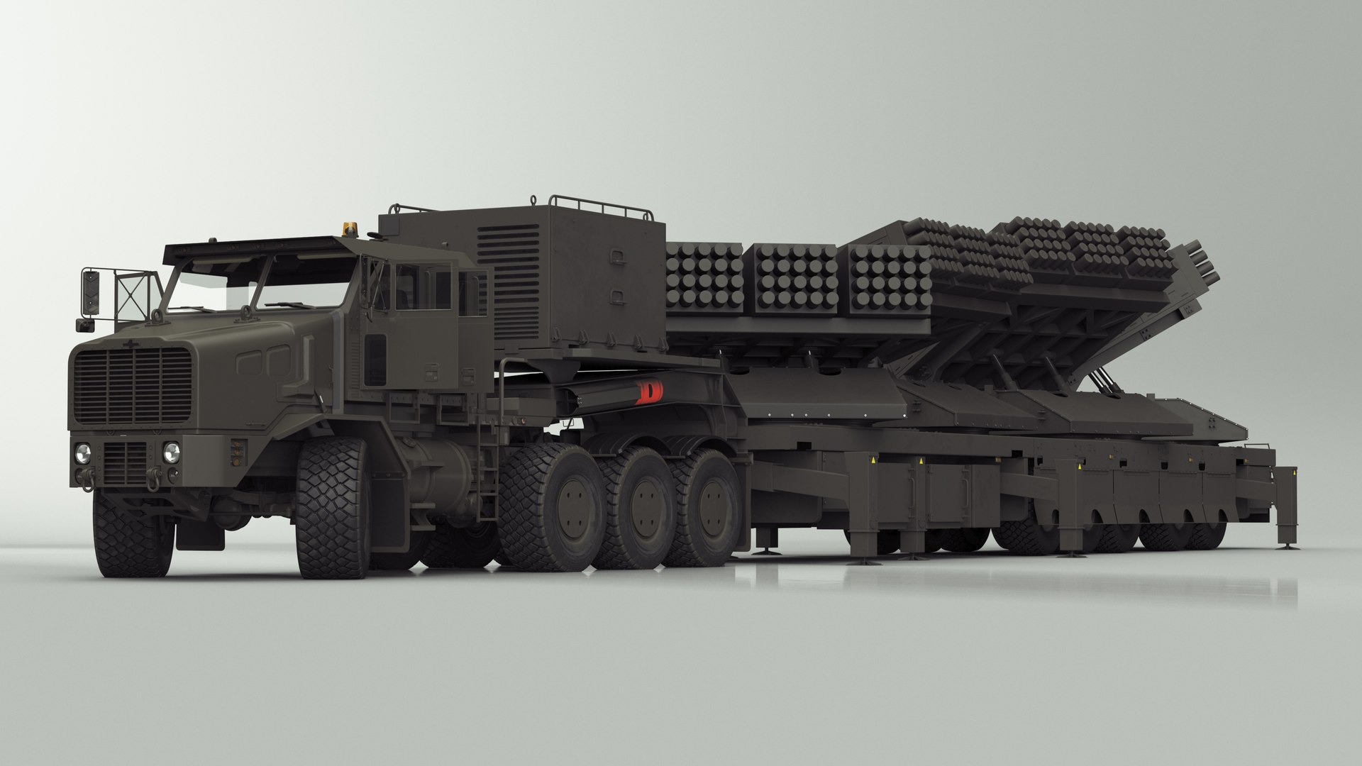 3D Jobaria Rocket Launch System With Oshkosh Transporter Green Rigged ...