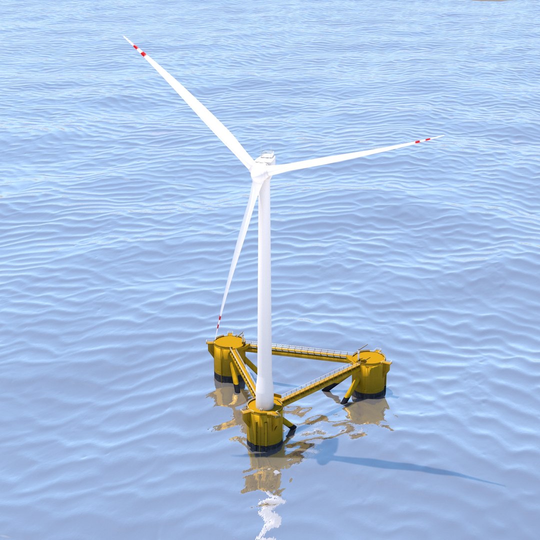 Wind Turbine Offshore With Anchors 3D Model - TurboSquid 1775308