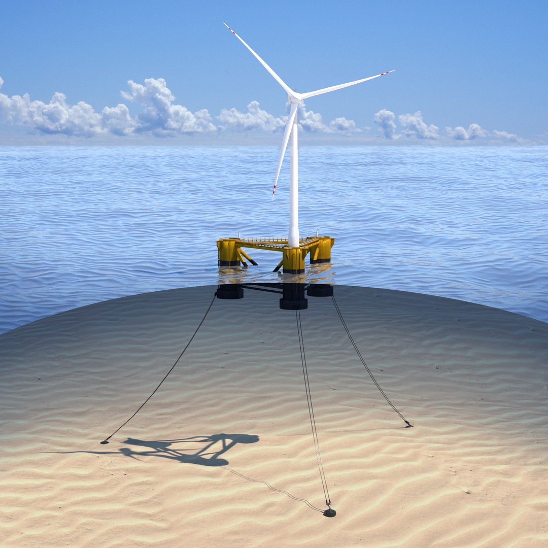 Wind Turbine Offshore With Anchors 3D Model - TurboSquid 1775308