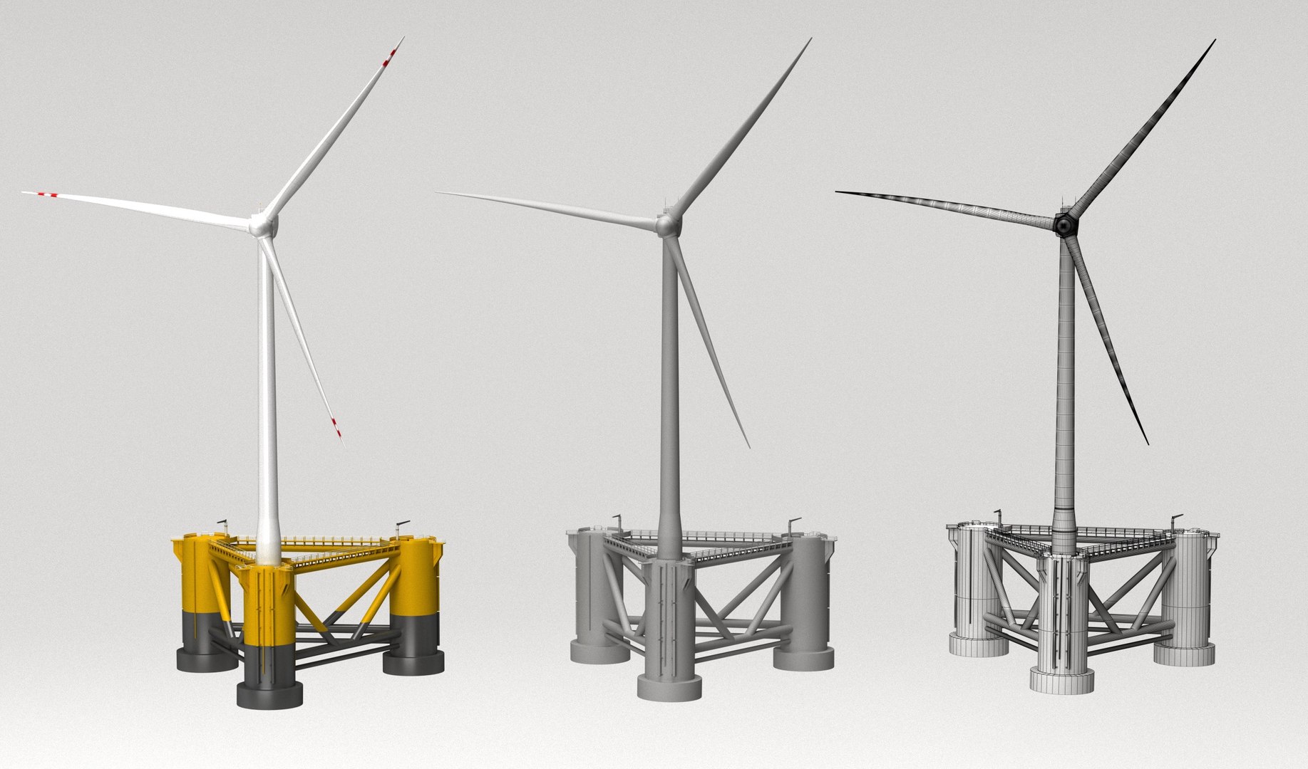 Wind Turbine Offshore With Anchors 3D Model - TurboSquid 1775308