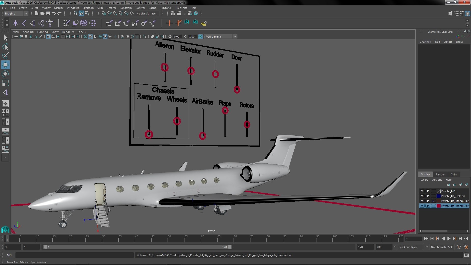 Large Private Jet Rigged for Maya model - TurboSquid 2018549