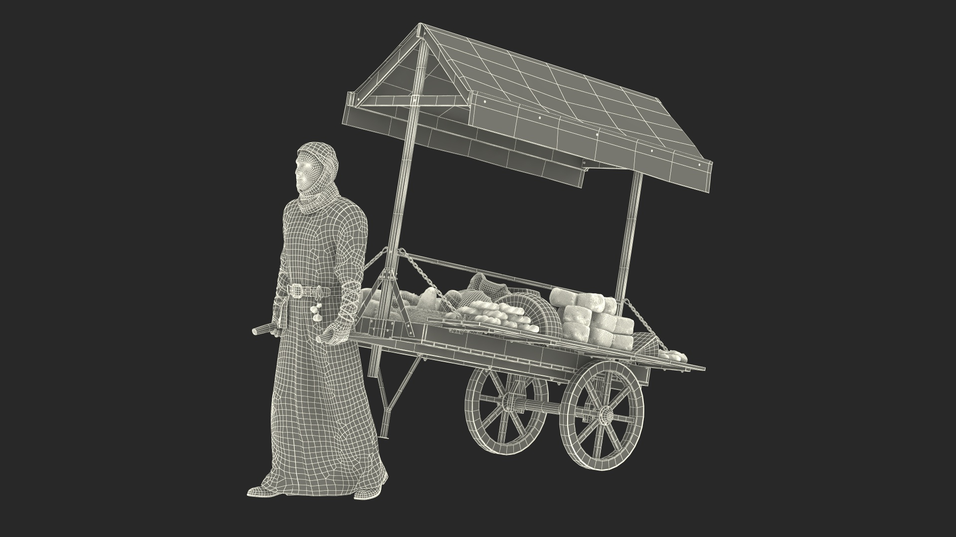 3D Medieval Trader With Cart Model - TurboSquid 2256093