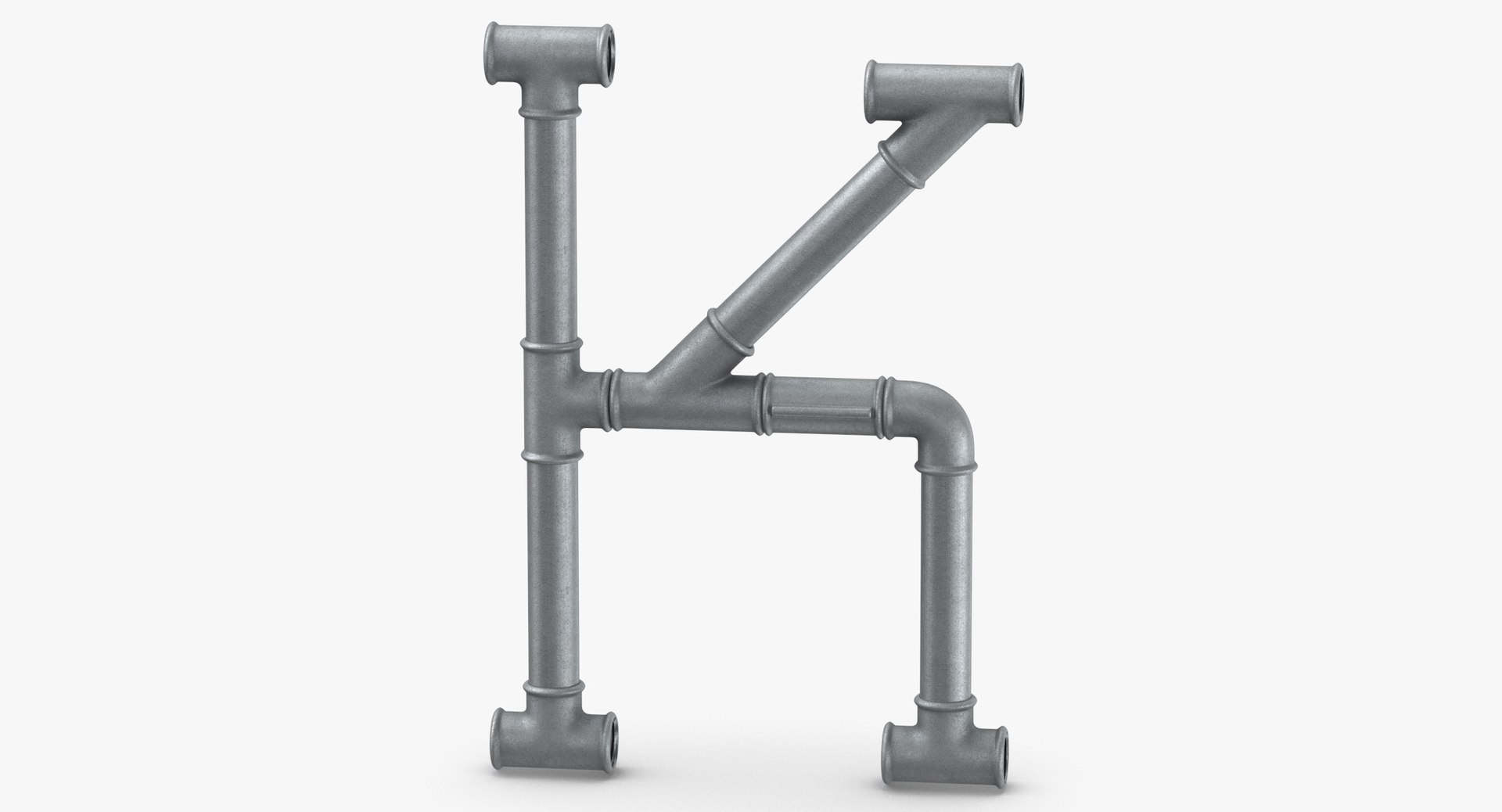 Galvanized Steel Pipe Letter 3D - TurboSquid 1440944