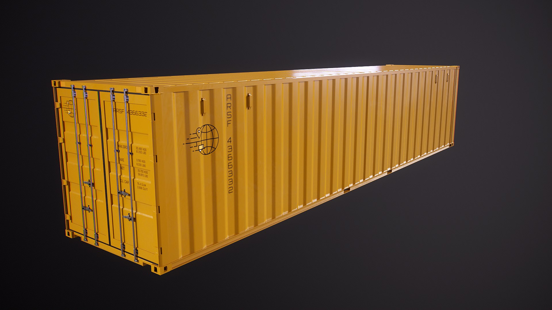Intermodal Shipping Container 40-foot-long Yellow 3D Model - TurboSquid ...