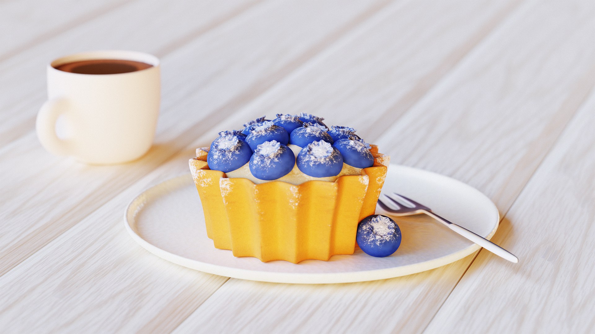 Realistic Blueberry Tart 3D Model - TurboSquid 2042207