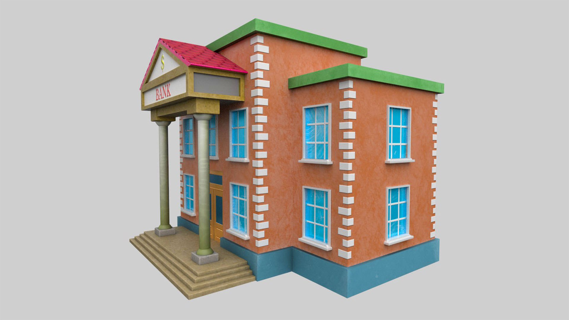 3D Cartoon Bank Building - Low Poly Model - TurboSquid 1854445