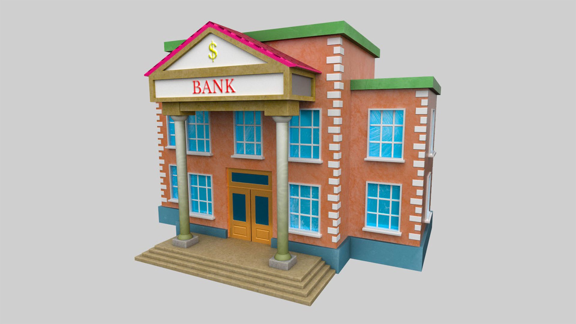 3D Cartoon Bank Building - Low Poly Model - TurboSquid 1854445