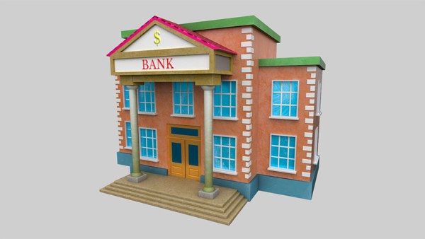 3D Cartoon Bank Building - Low Poly model - TurboSquid 1854445