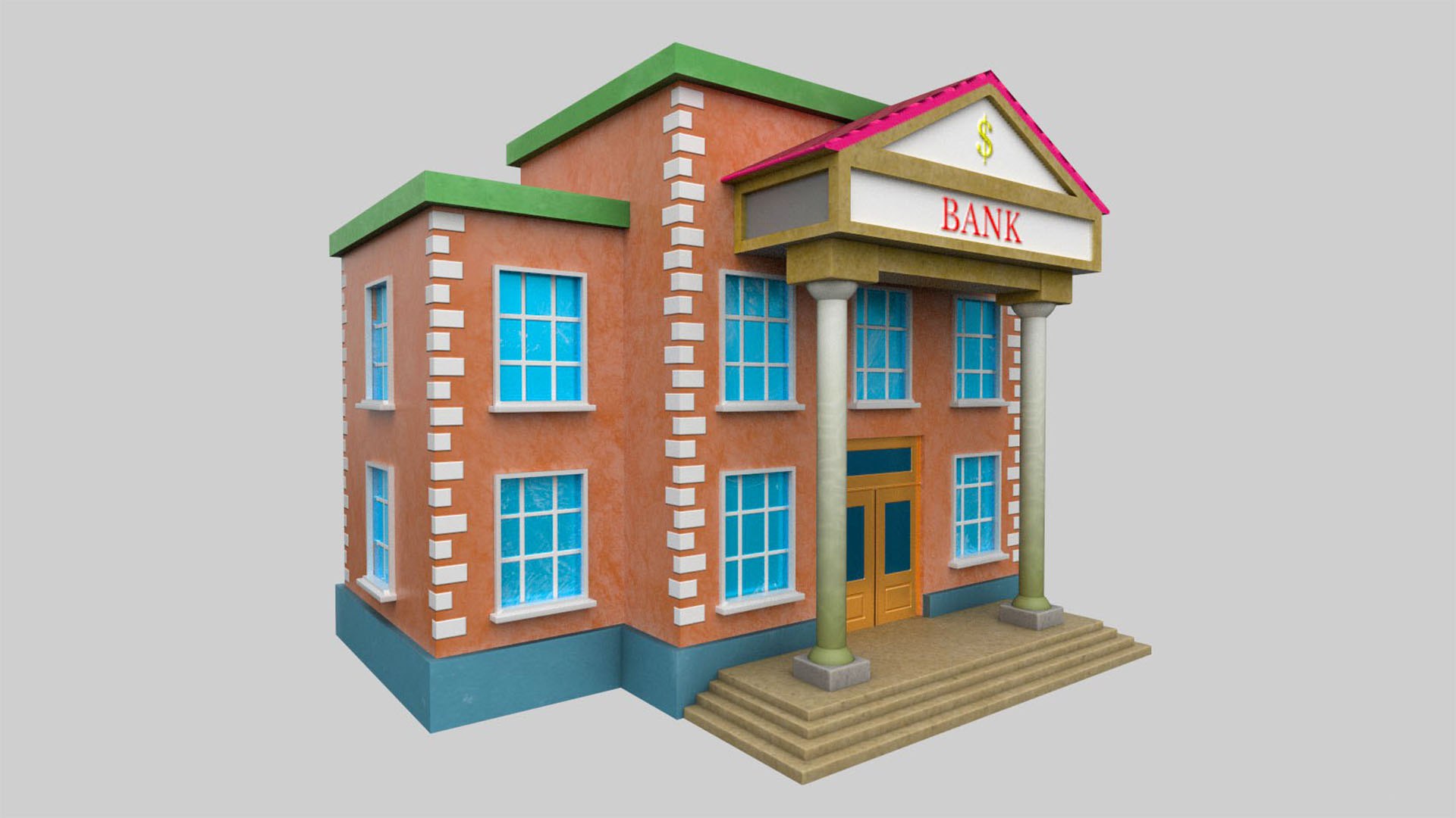 3D Cartoon Bank Building - Low Poly Model - TurboSquid 1854445