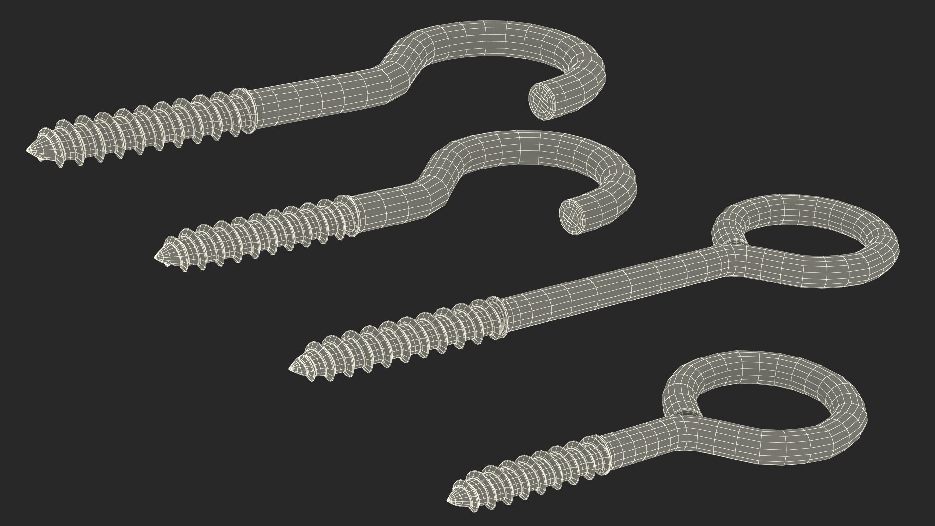Eye Screw Hooks Set Gold Model - TurboSquid 2217920